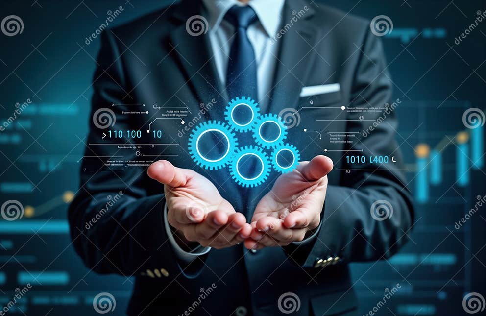 Business Leader Presents Tech-driven Process Optimization. Modern ...