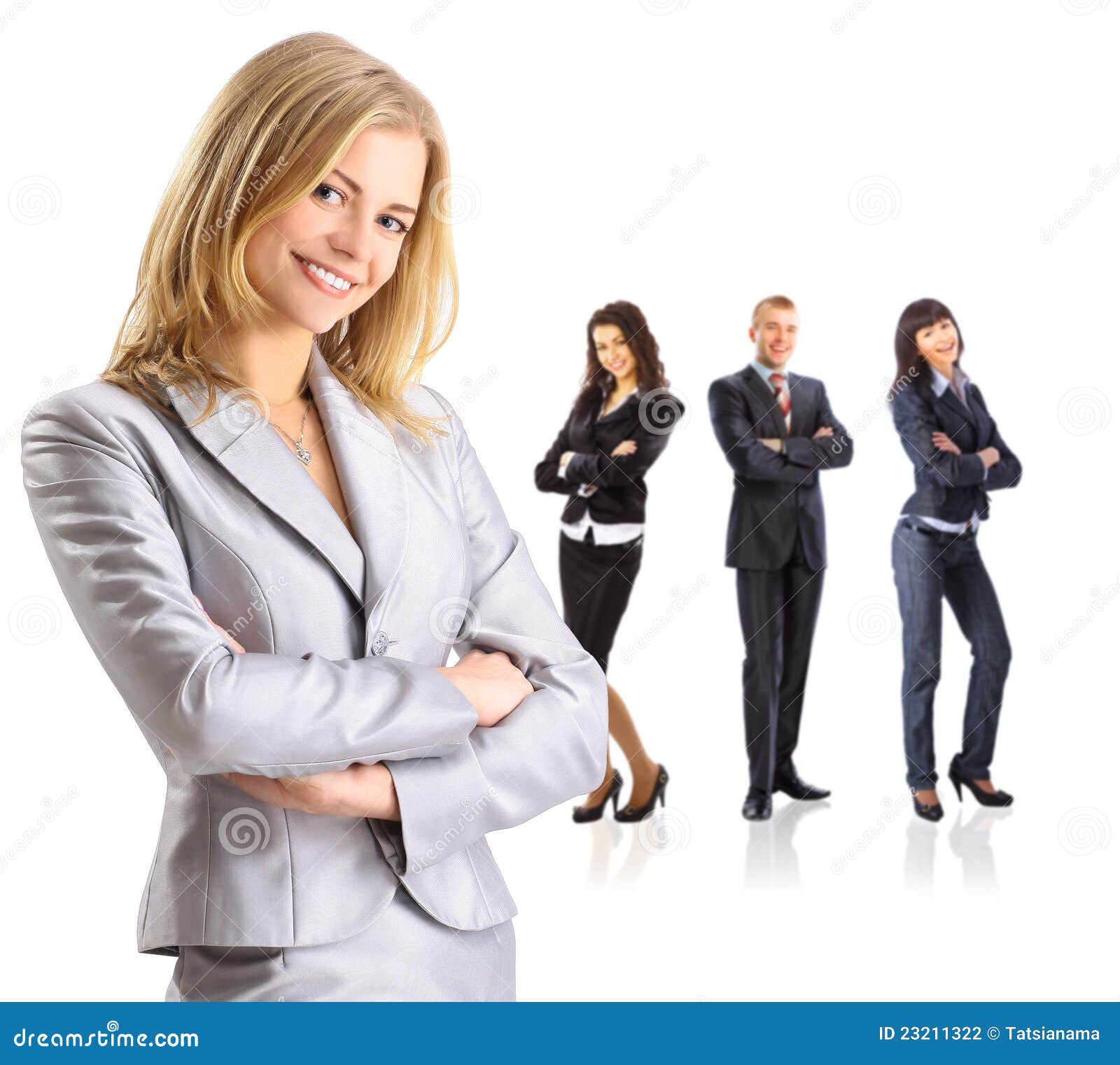 Business Leader Standing in Front of Her Team Stock Photo - Image of ...