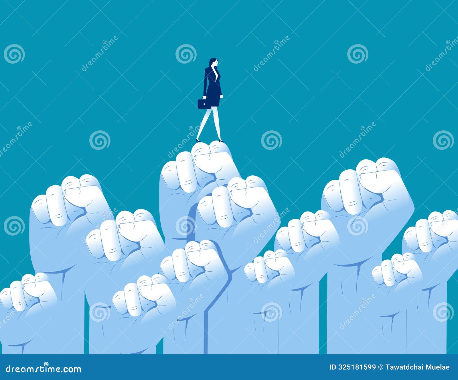 Business Leaders Raising the Hands of the Team Announcing the Success ...