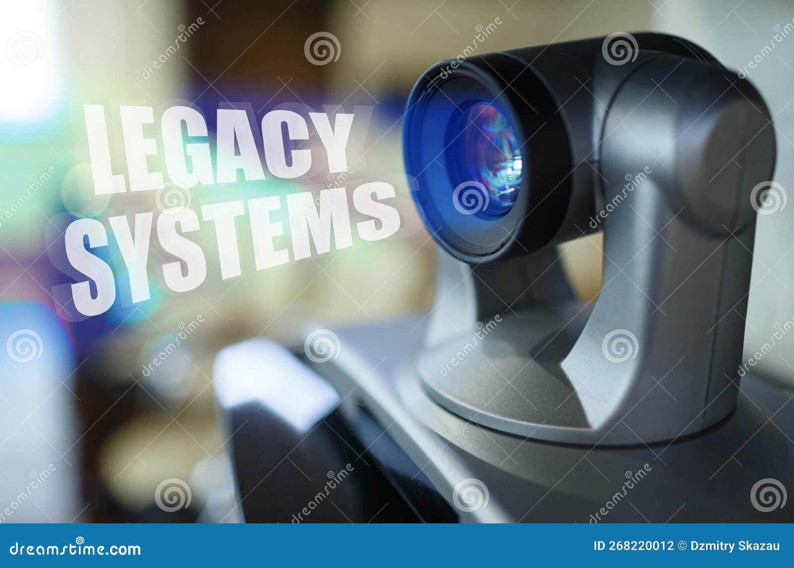 A Blue Beam Glows from the Projector Inside Which is the Inscription ...