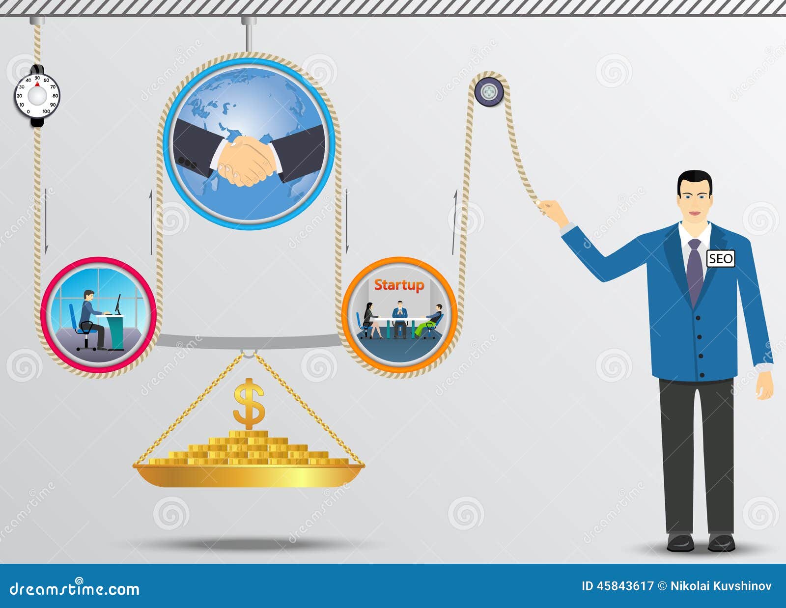 Lift Mechanism In Cartoon Style. Modern Elevator Made In Old Vintage ...