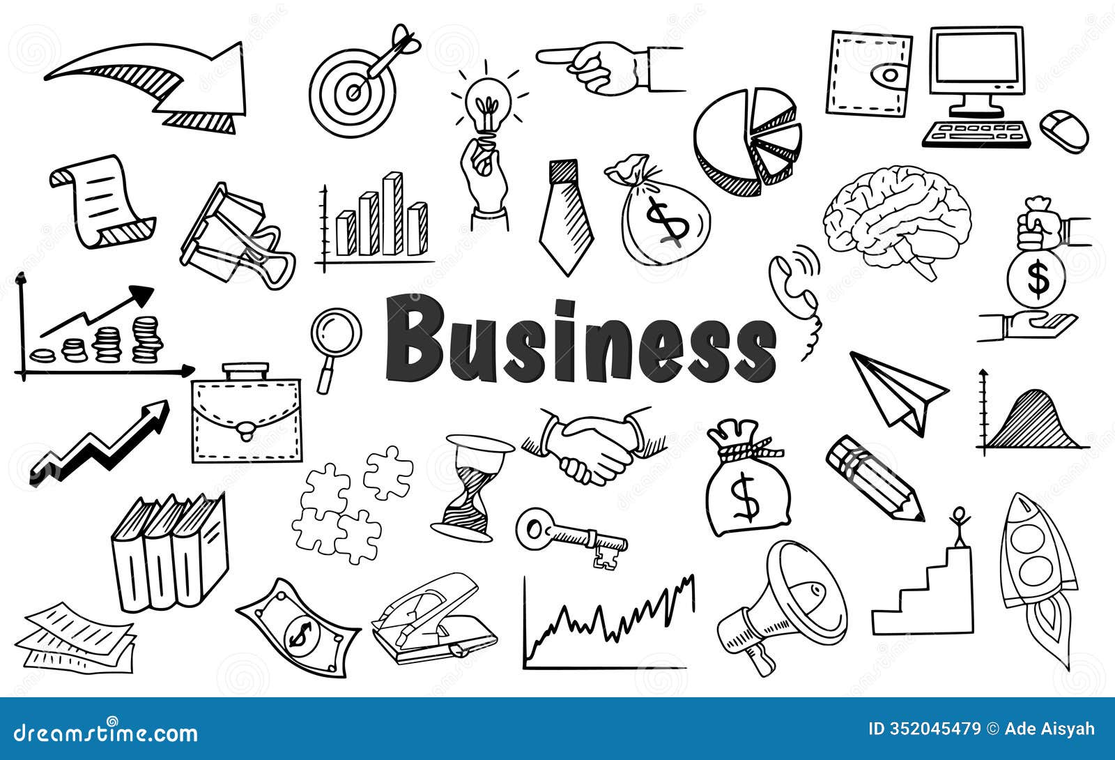 Business Line Art Doodle Hand Drawn Vector Isolated Stock Illustration ...