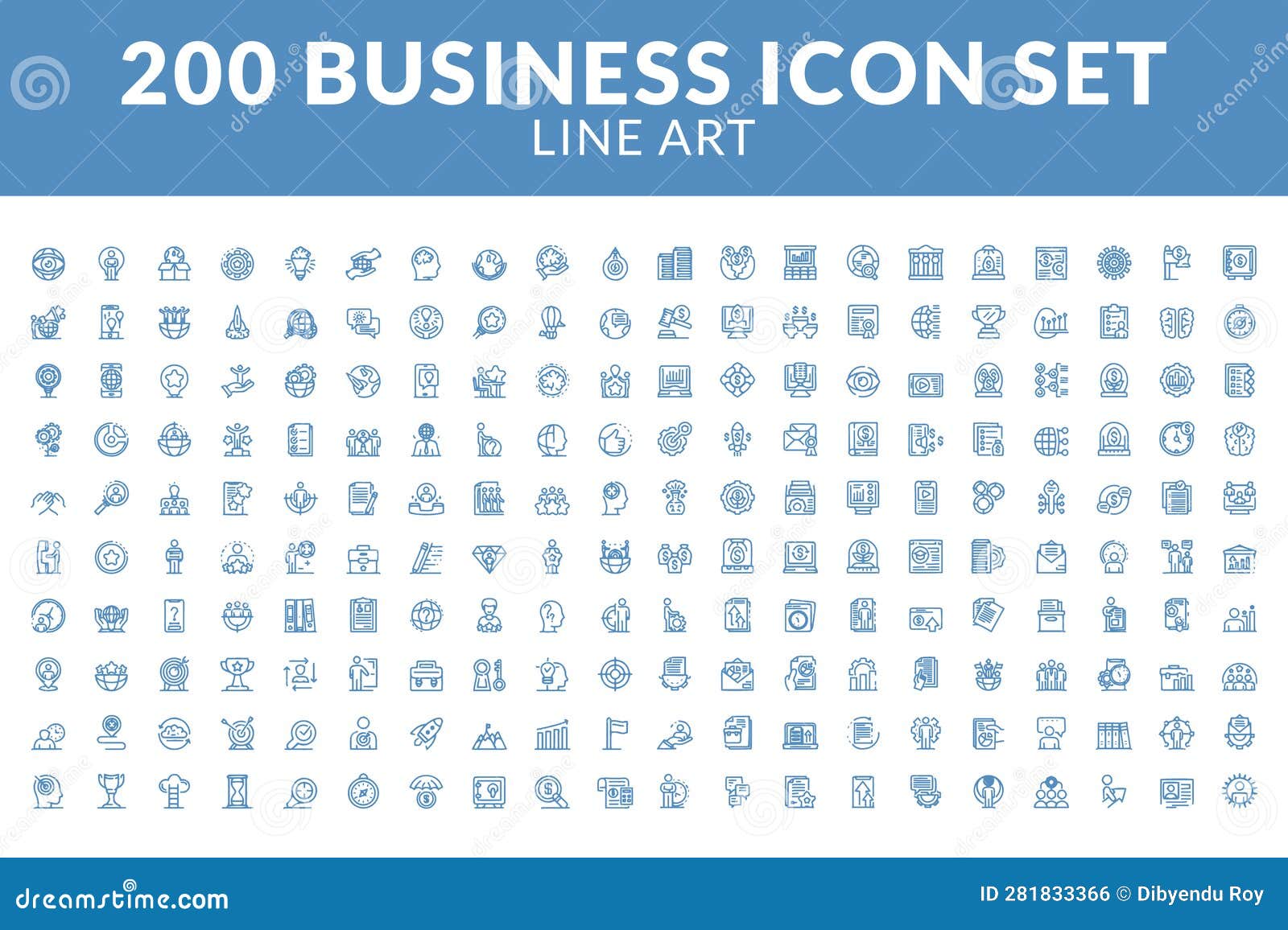 200 Business Line Art Icon Set in Vector Format Stock Vector ...
