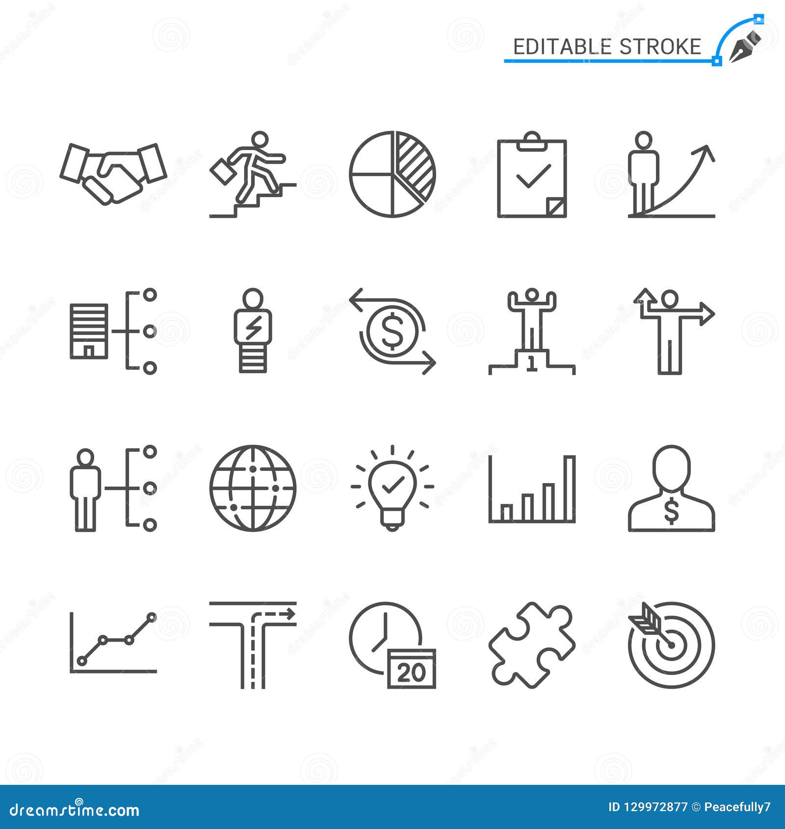Business outline icon set stock vector. Illustration of jigsaw - 129972877
