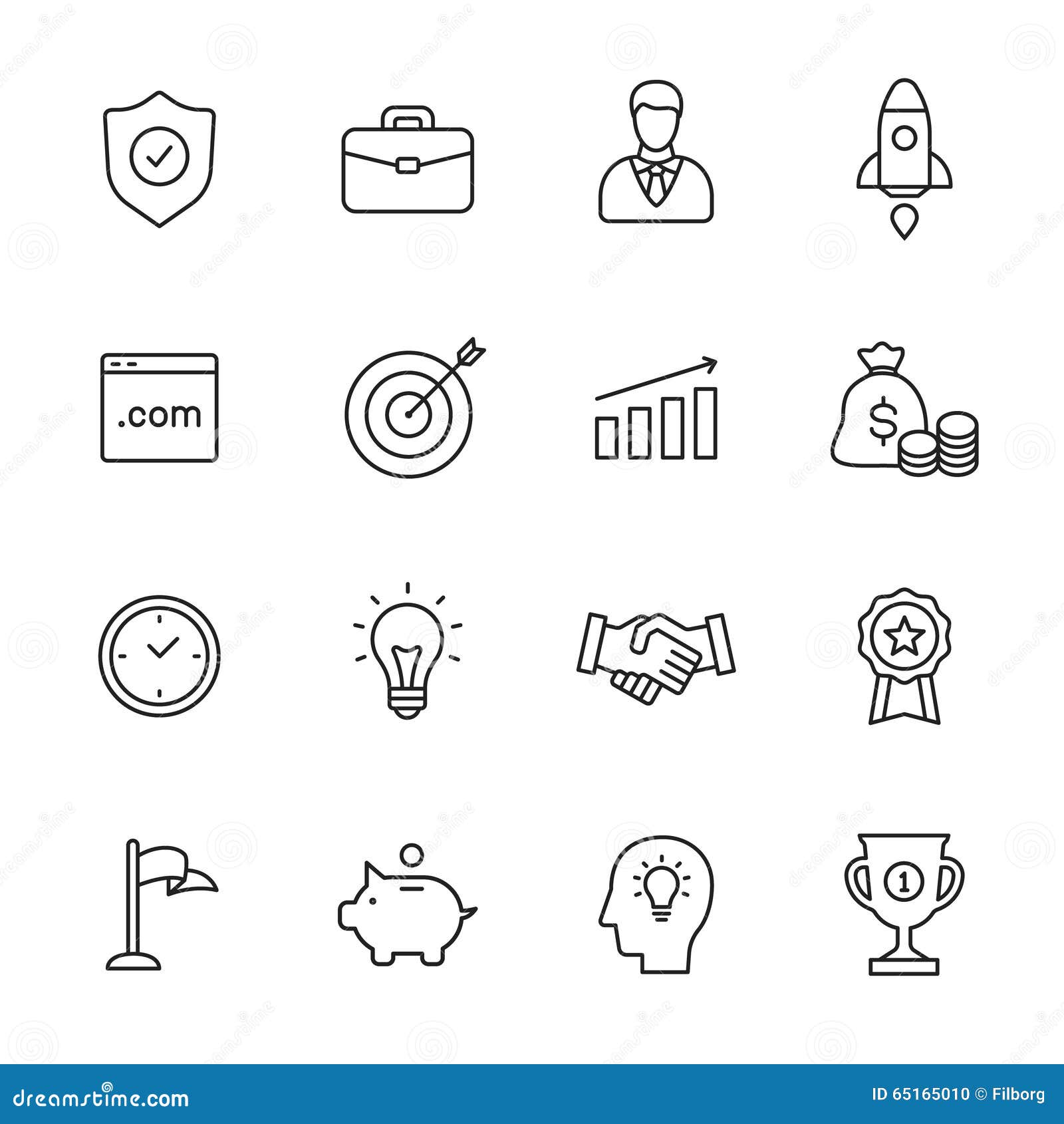 Business Line Icons stock vector. Illustration of objective - 65165010