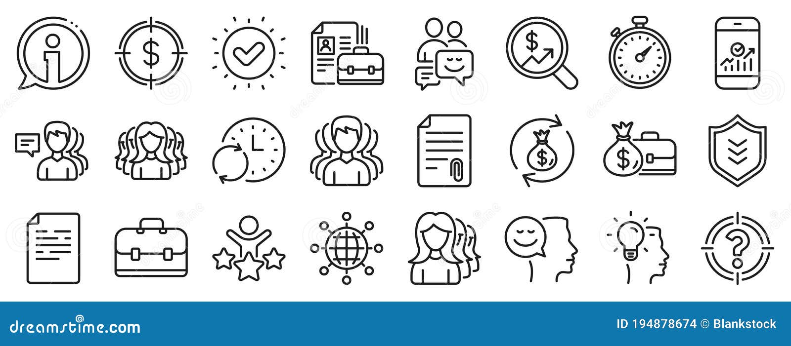Business Line Icons. Group, Profiles and Case. Vector Stock Vector ...
