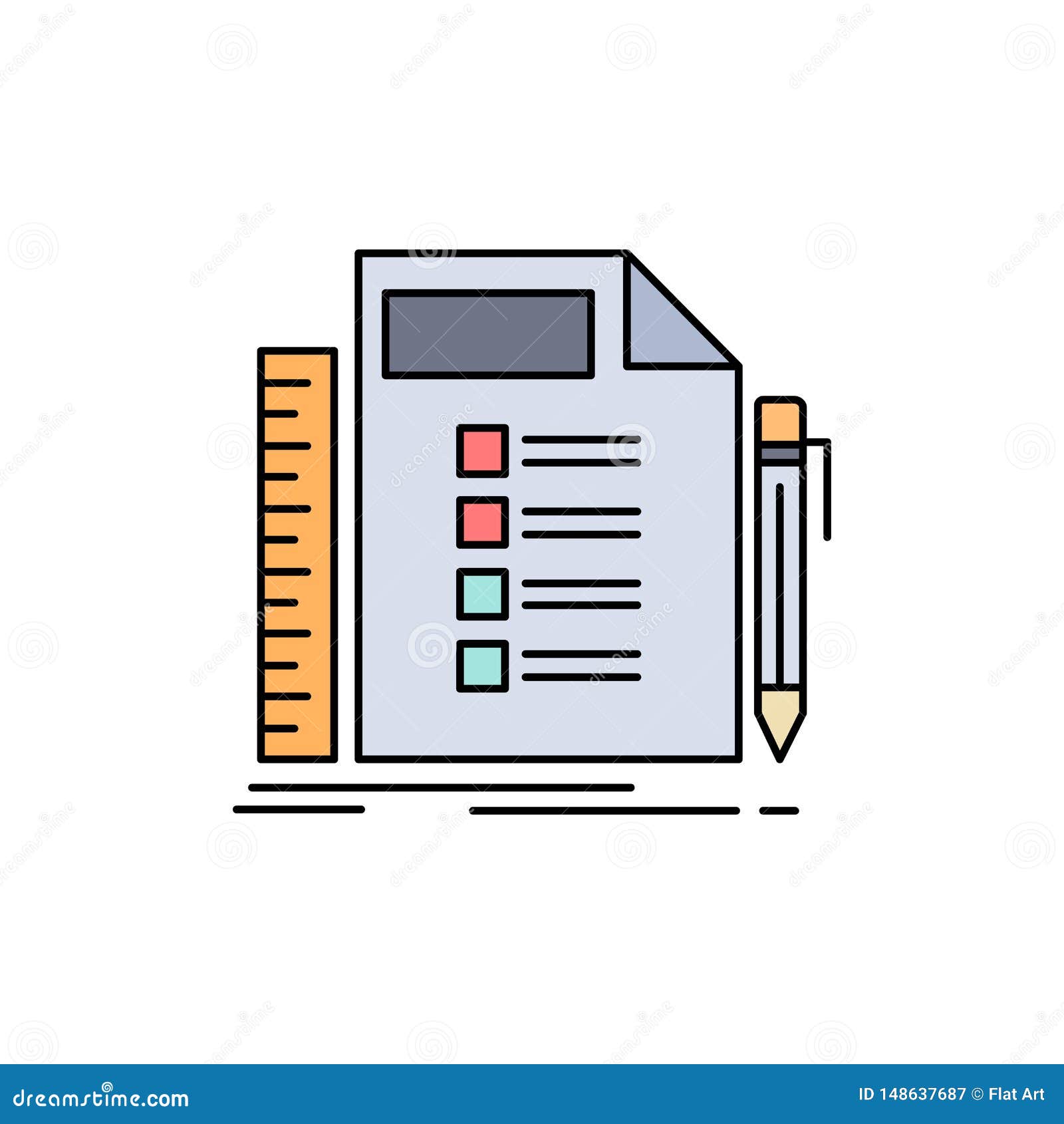 Business, List, Plan, Planning, Task Flat Color Icon Vector Stock ...