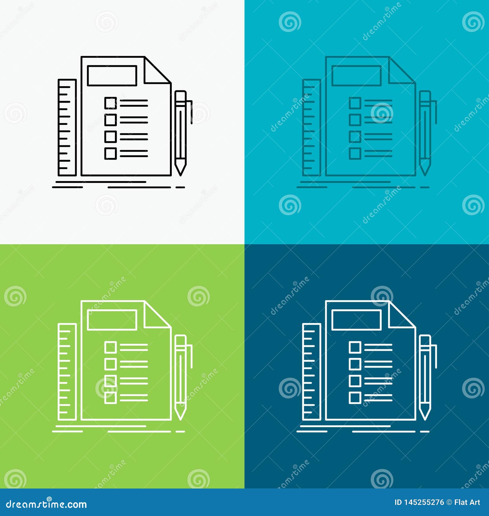 Business, List, Plan, Planning, Task Icon Over Various Background. Line ...