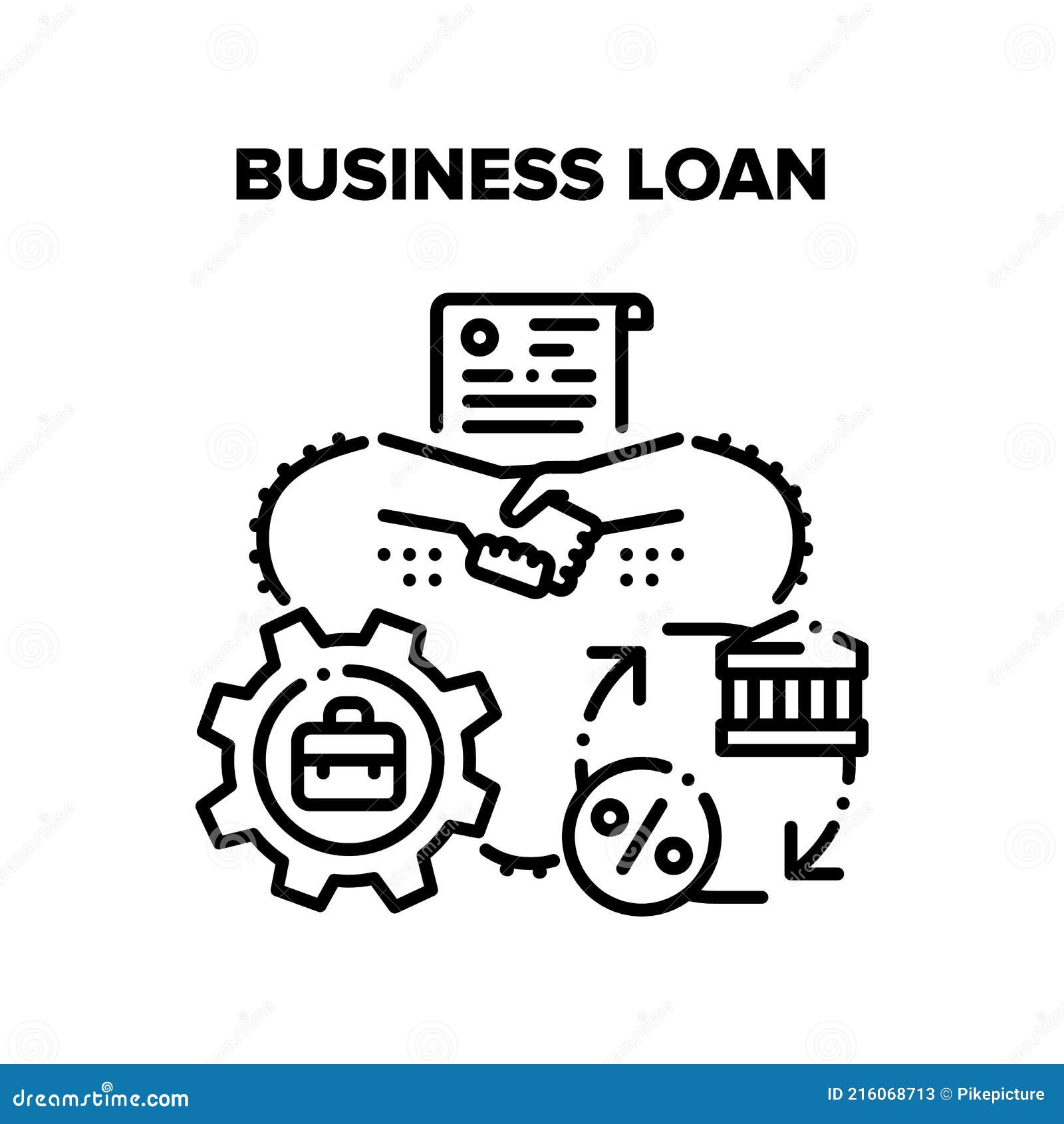 Business Loan Vector Black Illustration Stock Vector - Illustration of ...
