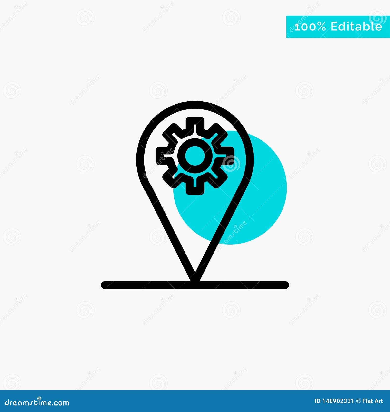 Business, Location, Map, Gear Turquoise Highlight Circle Point Vector ...