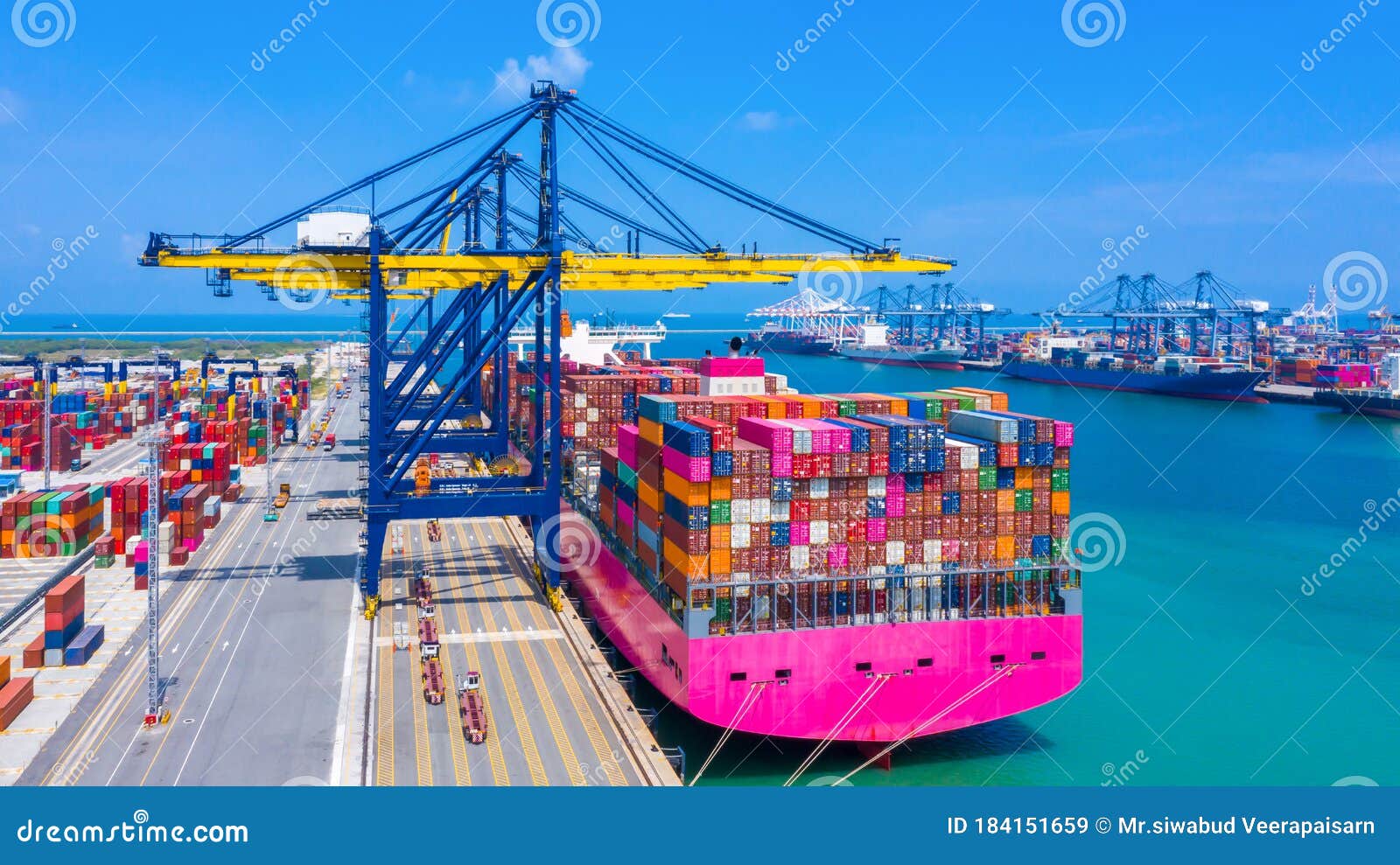Business Logistics Import Export, Container Cargo Ship In Seaport ... Business Logistics Import Export, Container Cargo Ship In Seaport ...