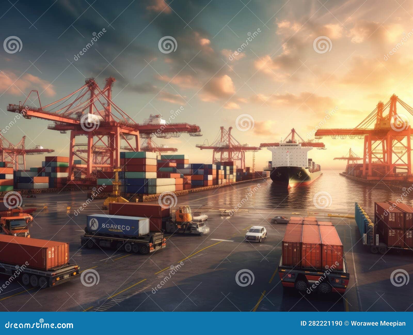 Business Logistics and Transportation Concept of a Container Cargo Ship ...