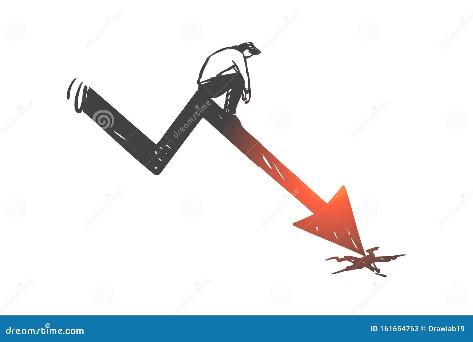 Business Loss, Graph Arrow Decline, Bankruptcy Concept Sketch. Hand ... Business Loss, Graph Arrow Decline, Bankruptcy Concept Sketch. Hand ...
