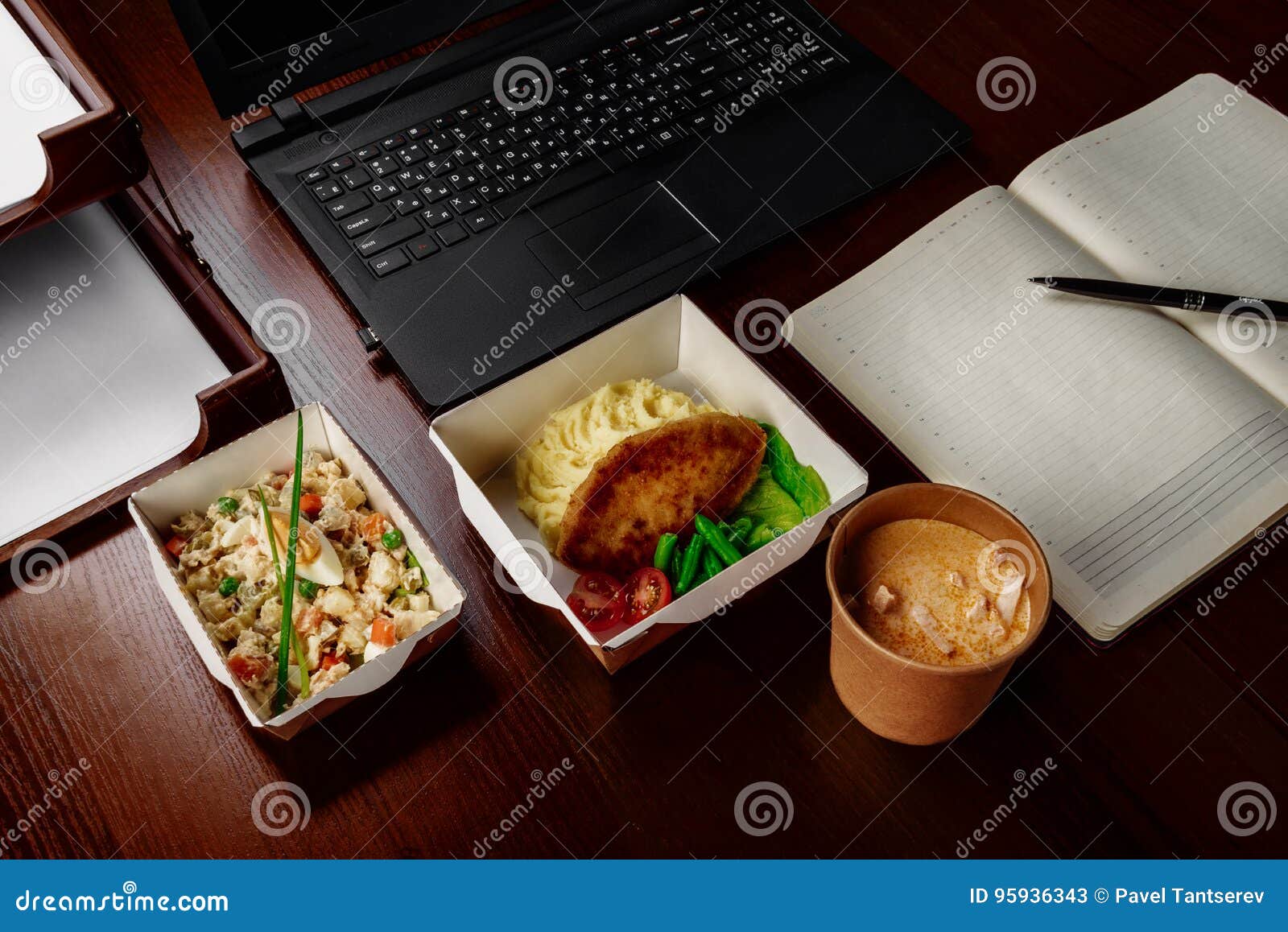 Business Lunch on the Desktop of Your Computer Stock Image - Image of ...