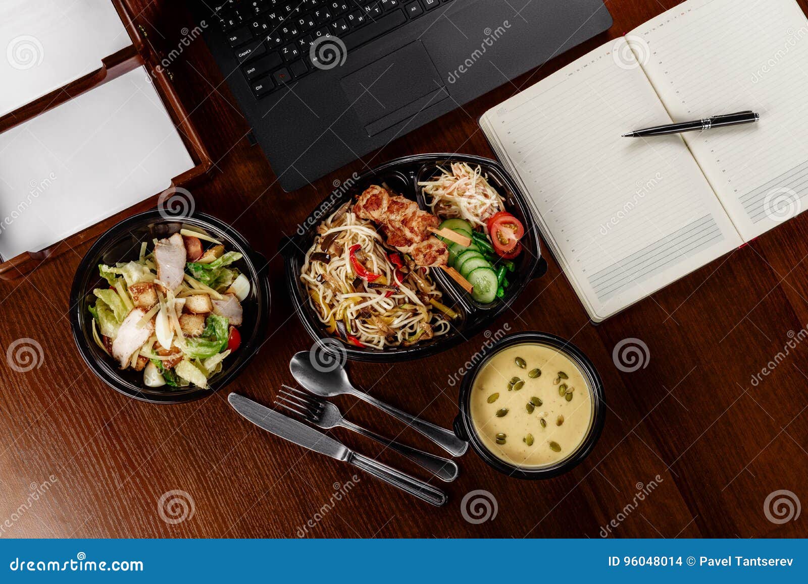 Business Lunch on the Desktop of Your Computer Stock Photo - Image of ...