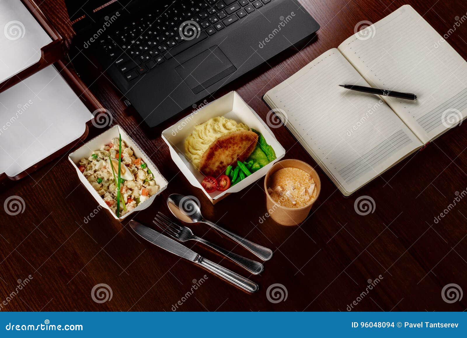 Business Lunch on the Desktop of Your Computer Stock Photo - Image of ...