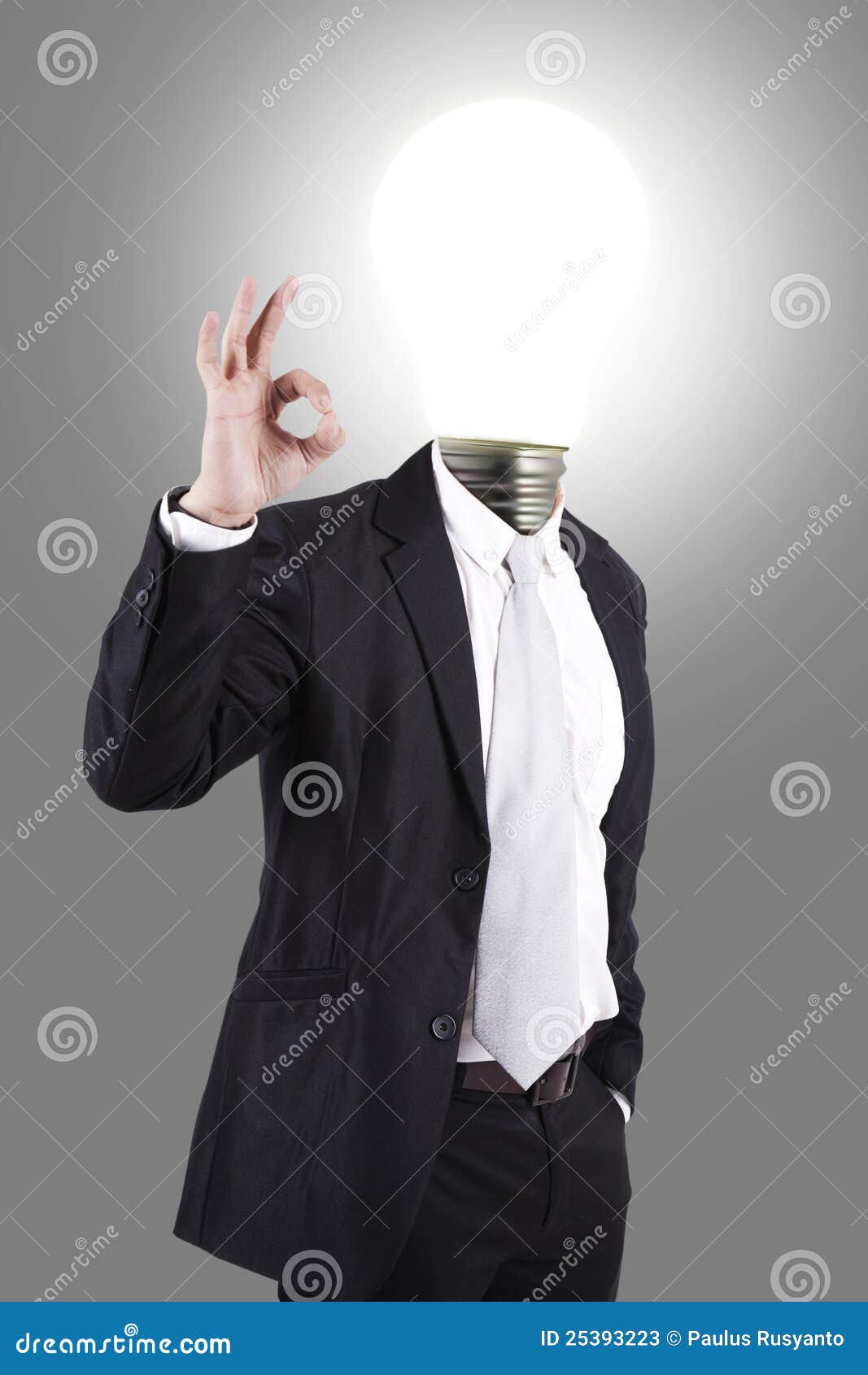 Business Male with Lamp-head Stock Image - Image of businesspeople ...