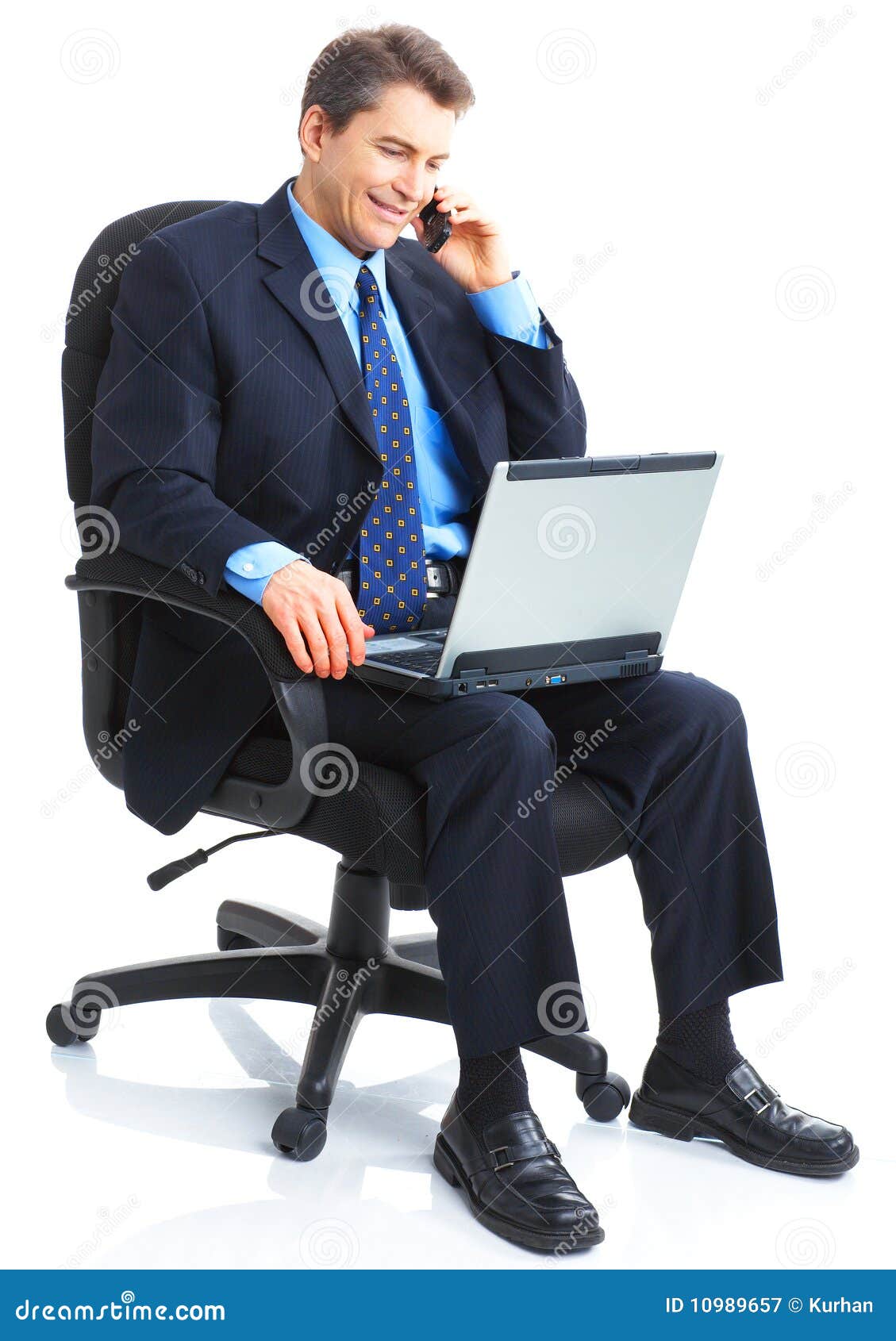 Business man stock image. Image of blue, cell, happiness - 10989657