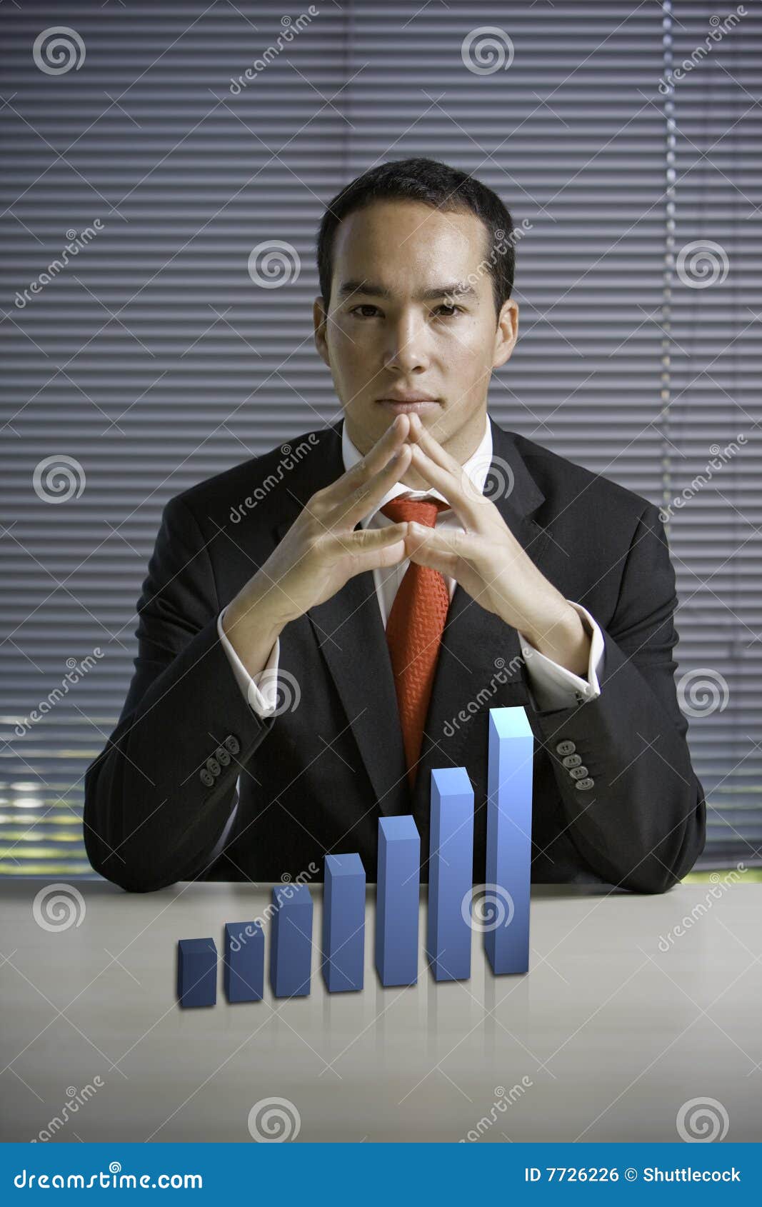 Business Man with a 3D Growth Chart Stock Photo - Image of financial ...
