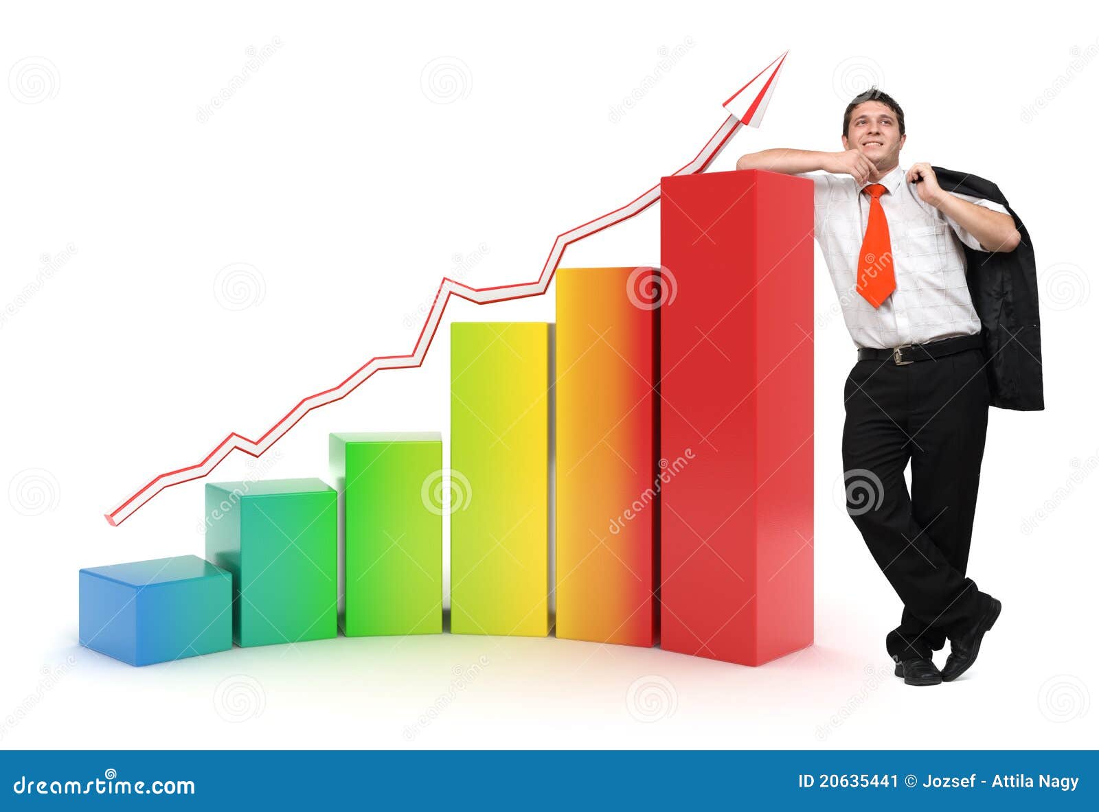 Business Man - 3d Rainbow Financial Graph Stock Illustration ...