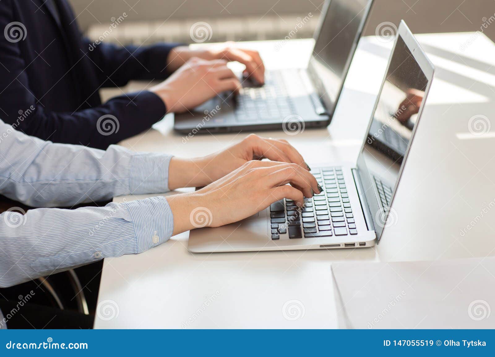 Business Man or Accountant Working on Laptop Computer with Business ...