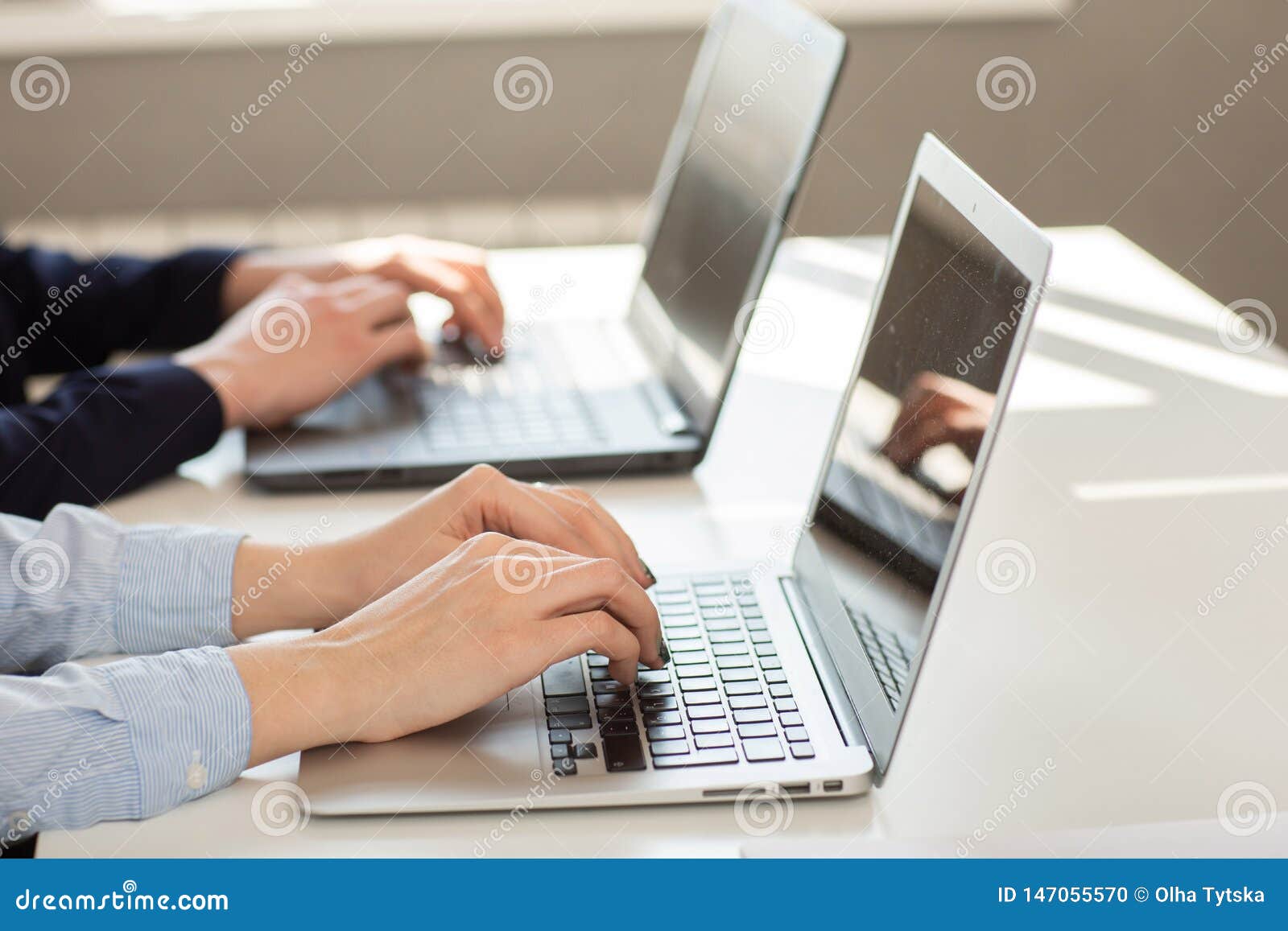 Business Man or Accountant Working on Laptop Computer with Business ...