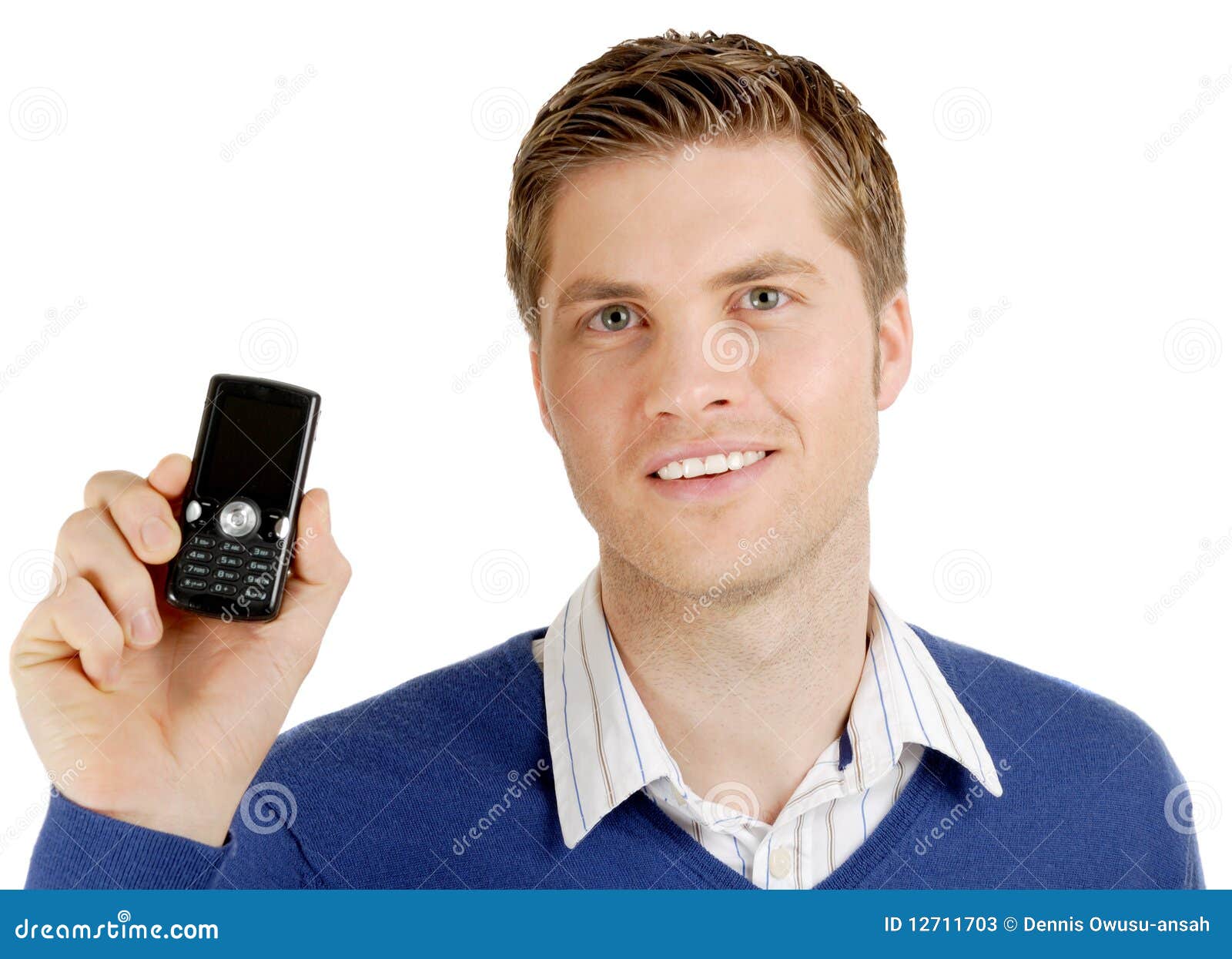 Business Man Advertising a Mobile Phone Stock Image - Image of ...