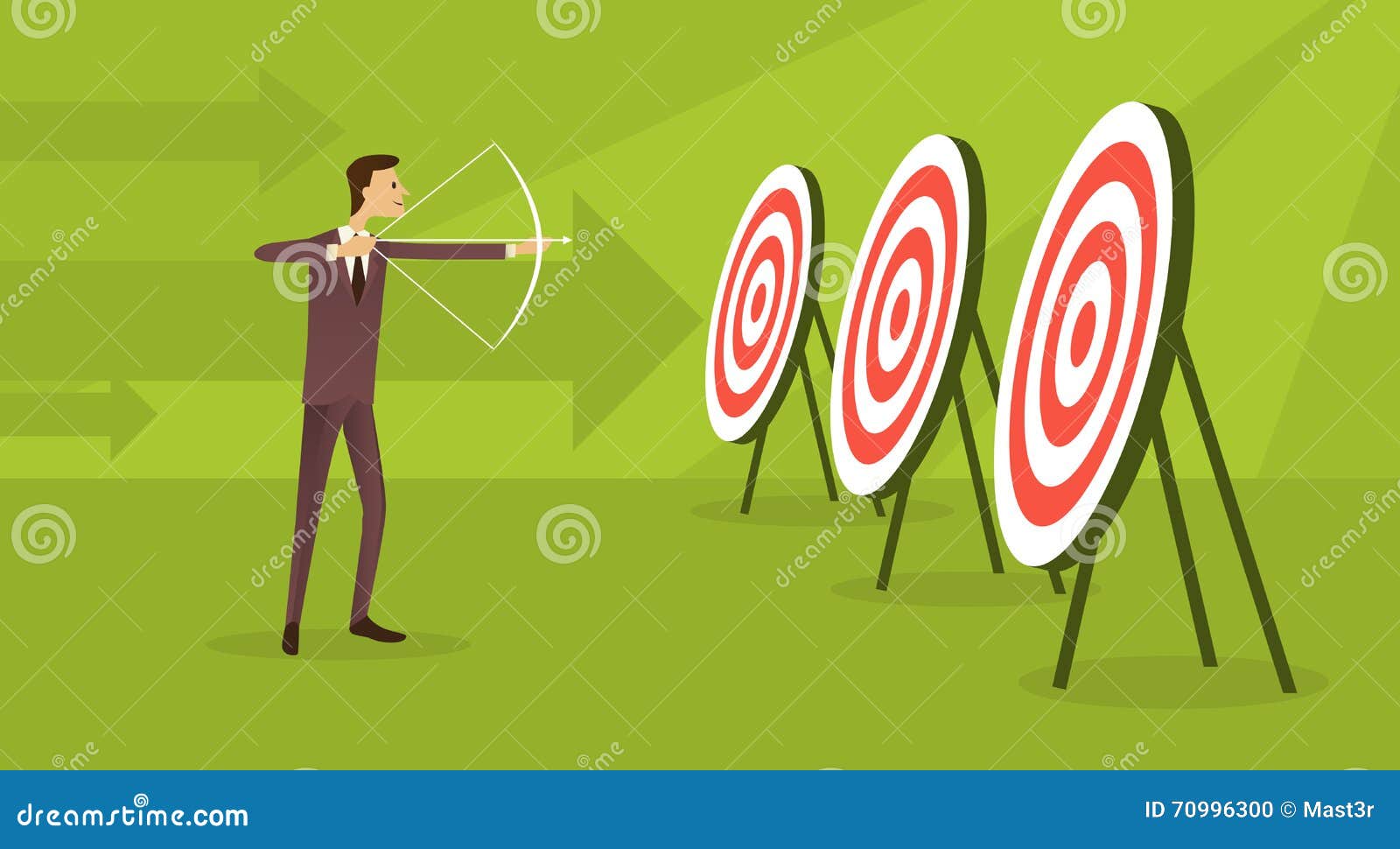 Business Man Aim Archer To Target Get Goal Concept Arrow Background