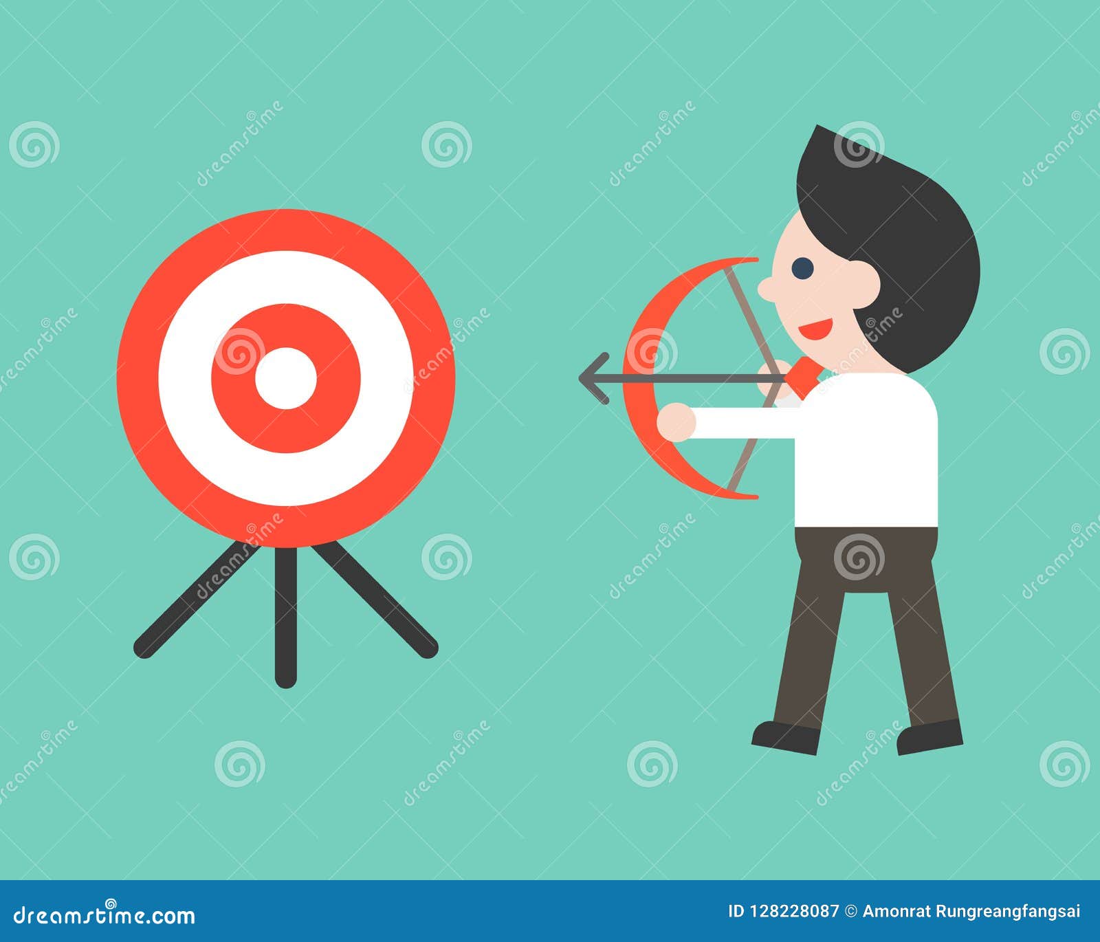 Business Man Aiming Target with Bow, Business Situation Reaching Stock ... Business Man Aiming Target with Bow, Business Situation Reaching Stock ...
