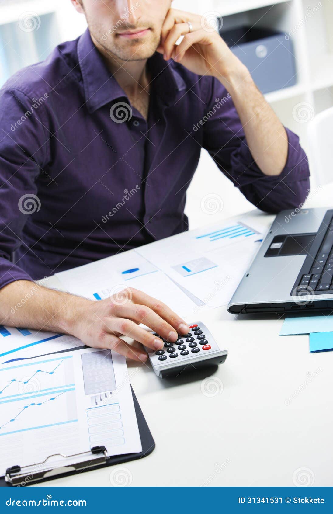 Business Man Analyzing Financial Data Stock Image - Image of paperwork ...