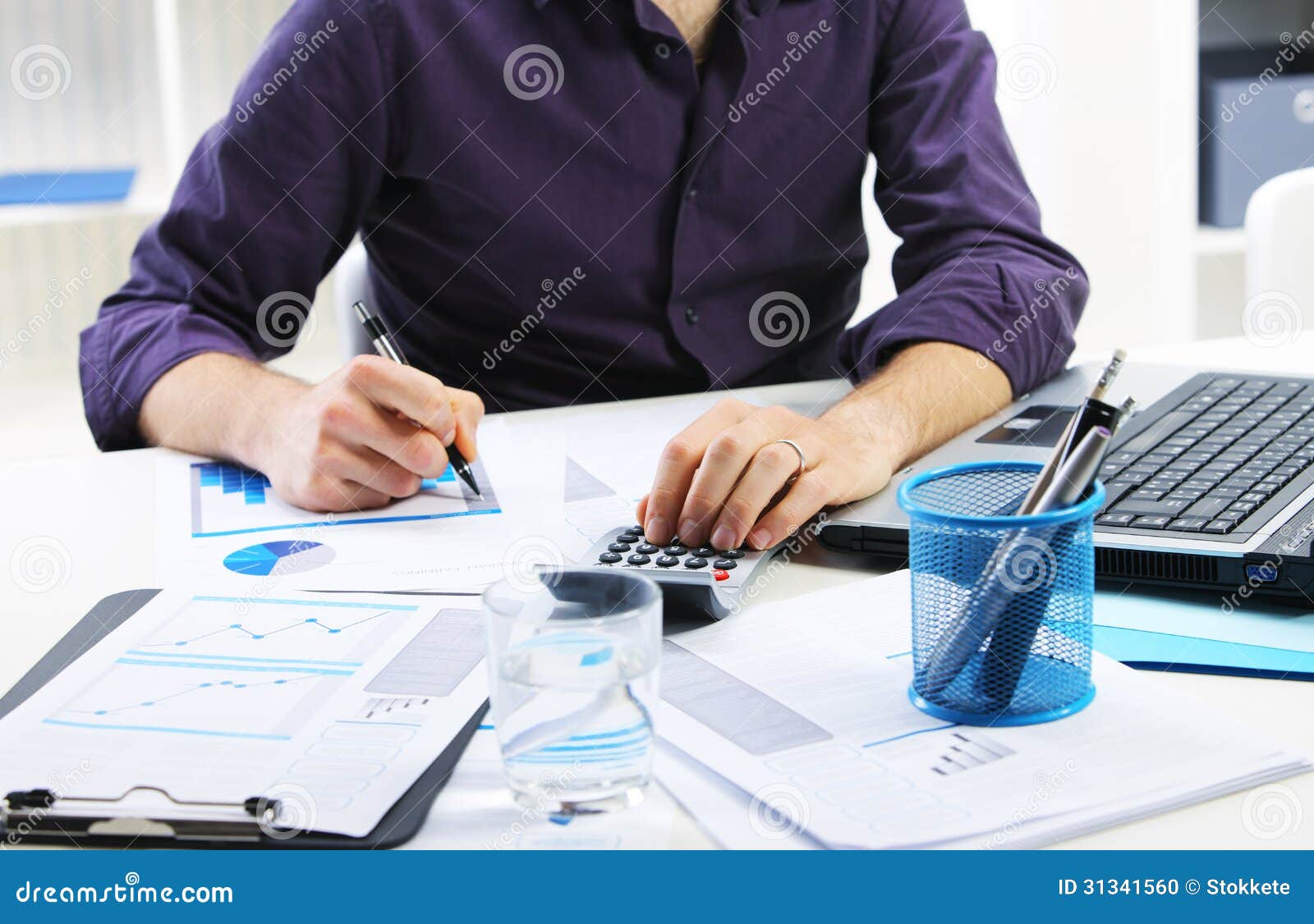 Business Man Analyzing Financial Data Stock Photo - Image of people ...