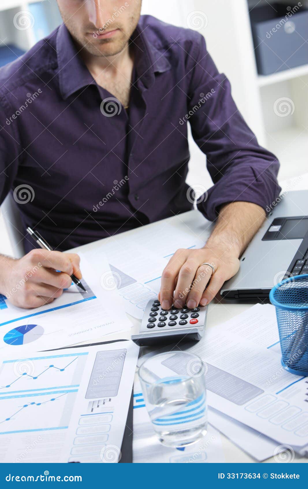 Business Man Analyzing Financial Data Stock Photo - Image of paperwork ...