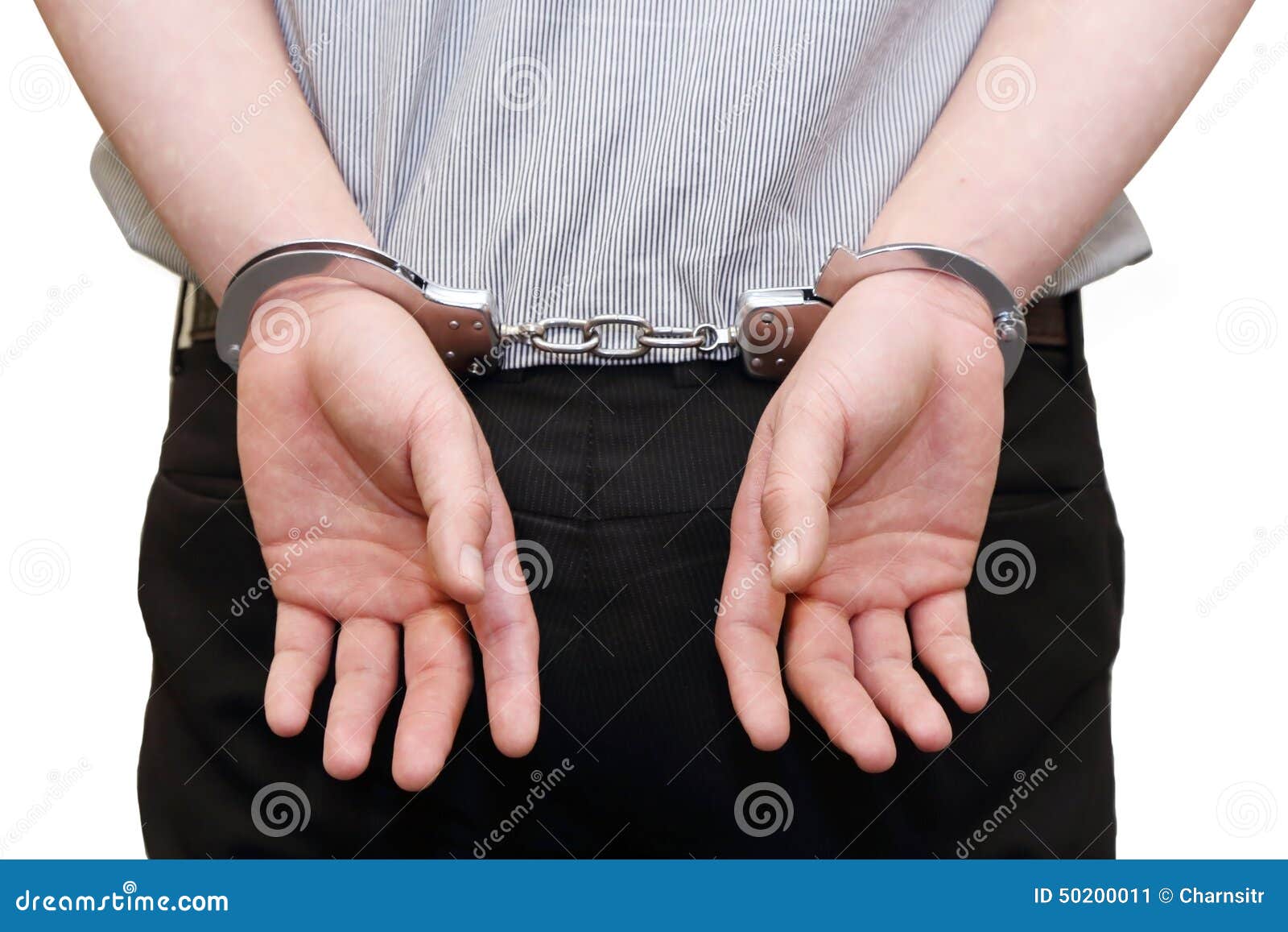 Business Man Arrested with Handcuffs on His Back Stock Image - Image of ...