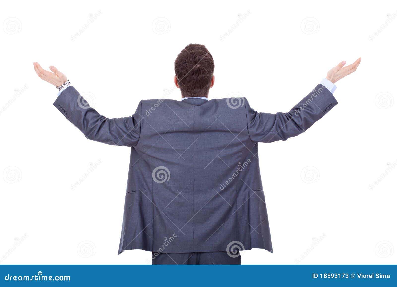 Business man back, praying stock image. Image of isolated - 18593173