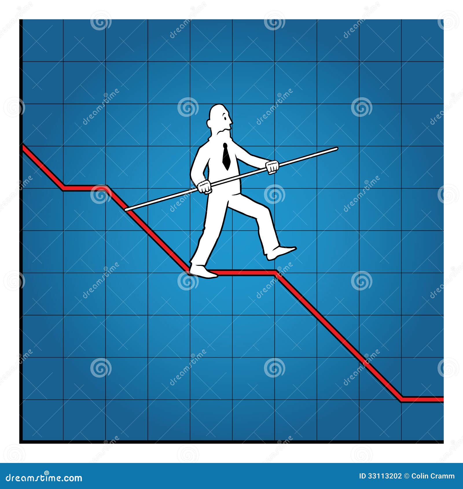 Business Man Balancing on Declining Graph Stock Vector - Illustration ...