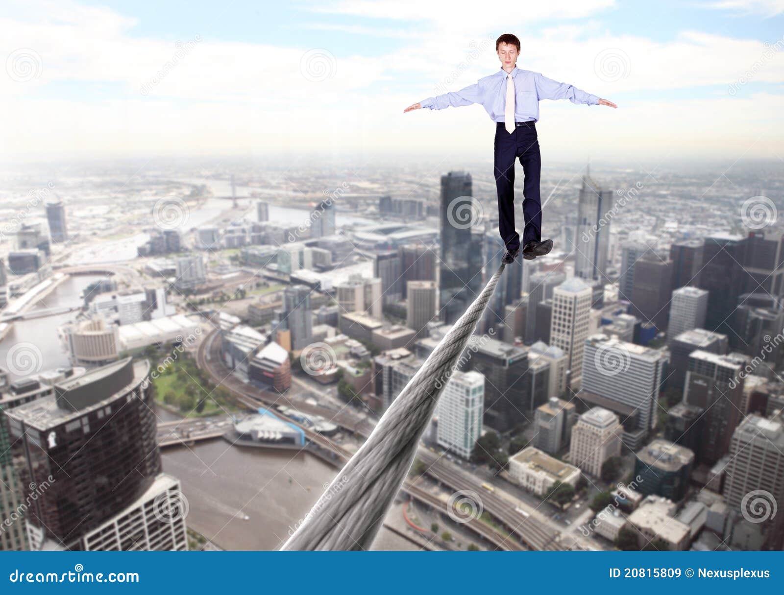 Business Man Balancing on the Rope Stock Image - Image of landscaped ...