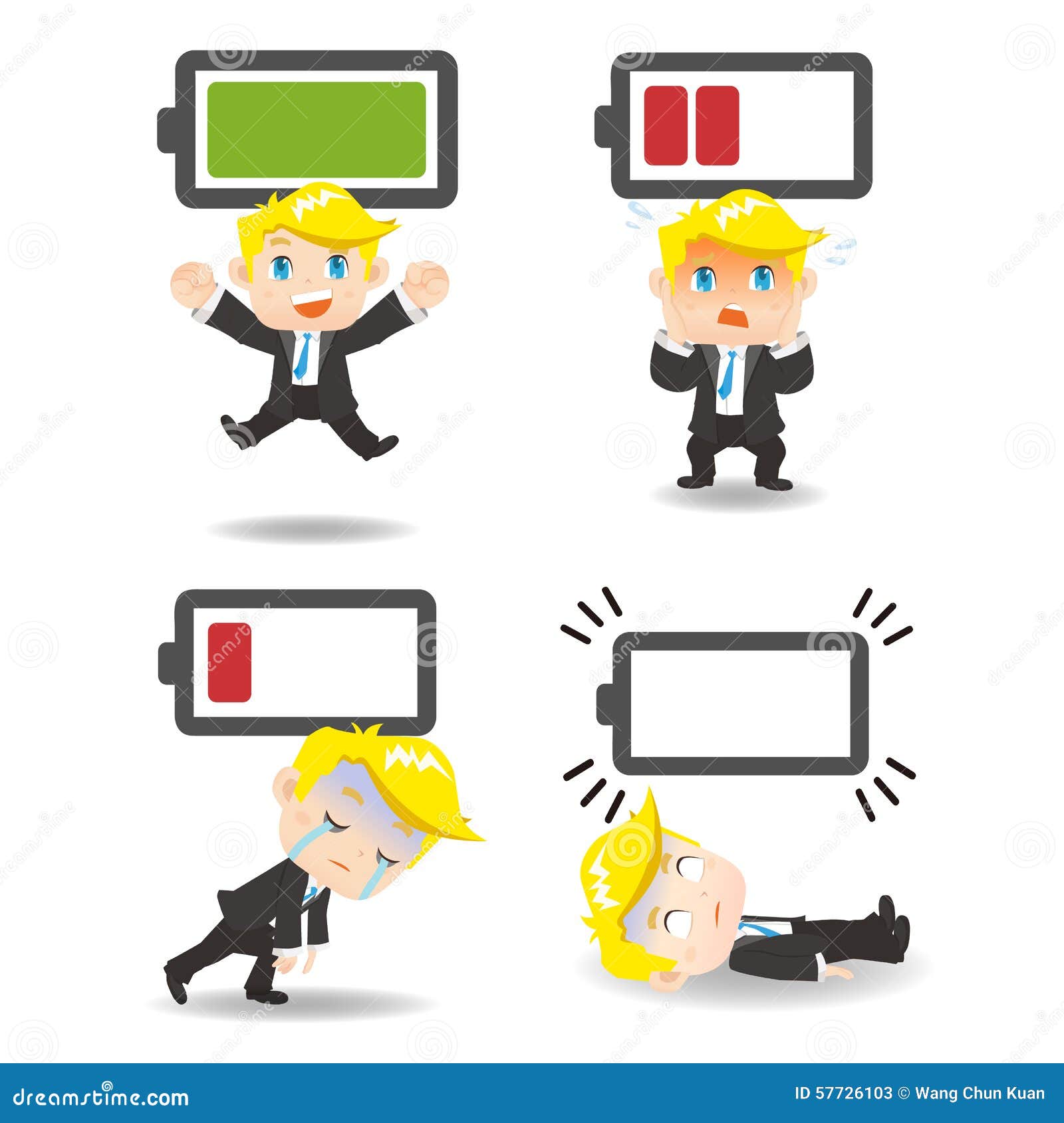Business Man with Battery Power Stock Vector - Illustration of energy ...