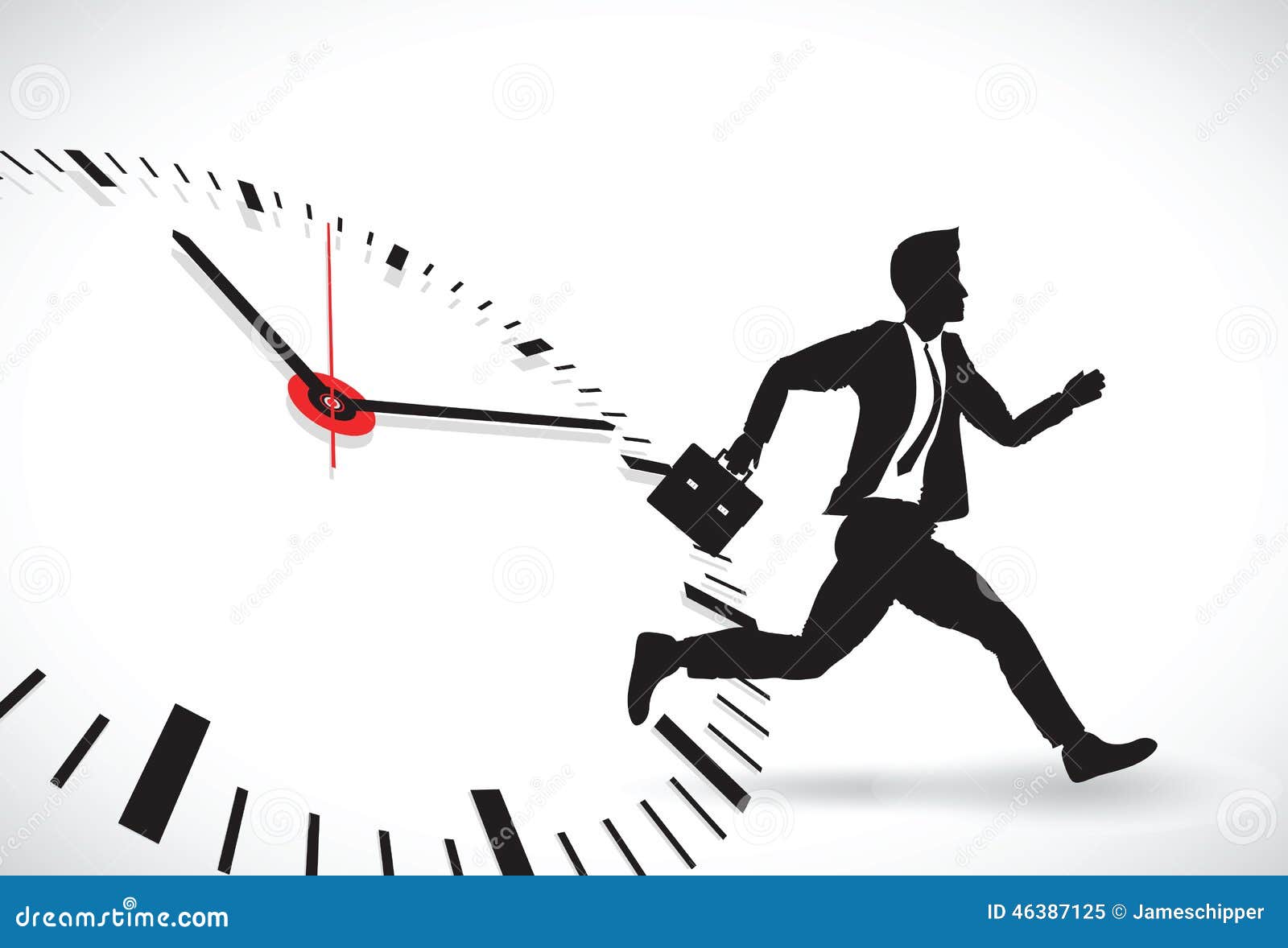 Business Man Beating the Clock Stock Illustration - Illustration of ...
