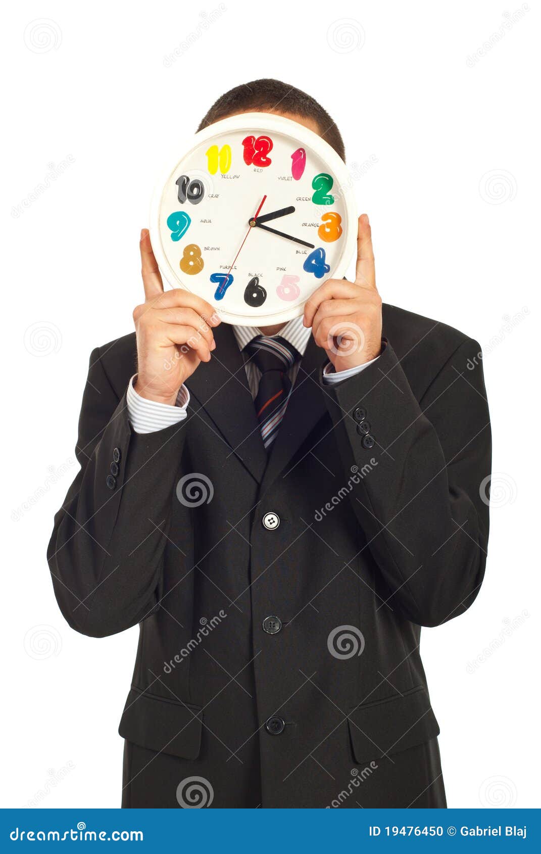 Business Man Behind a Clock Stock Photo - Image of confidence, business ...