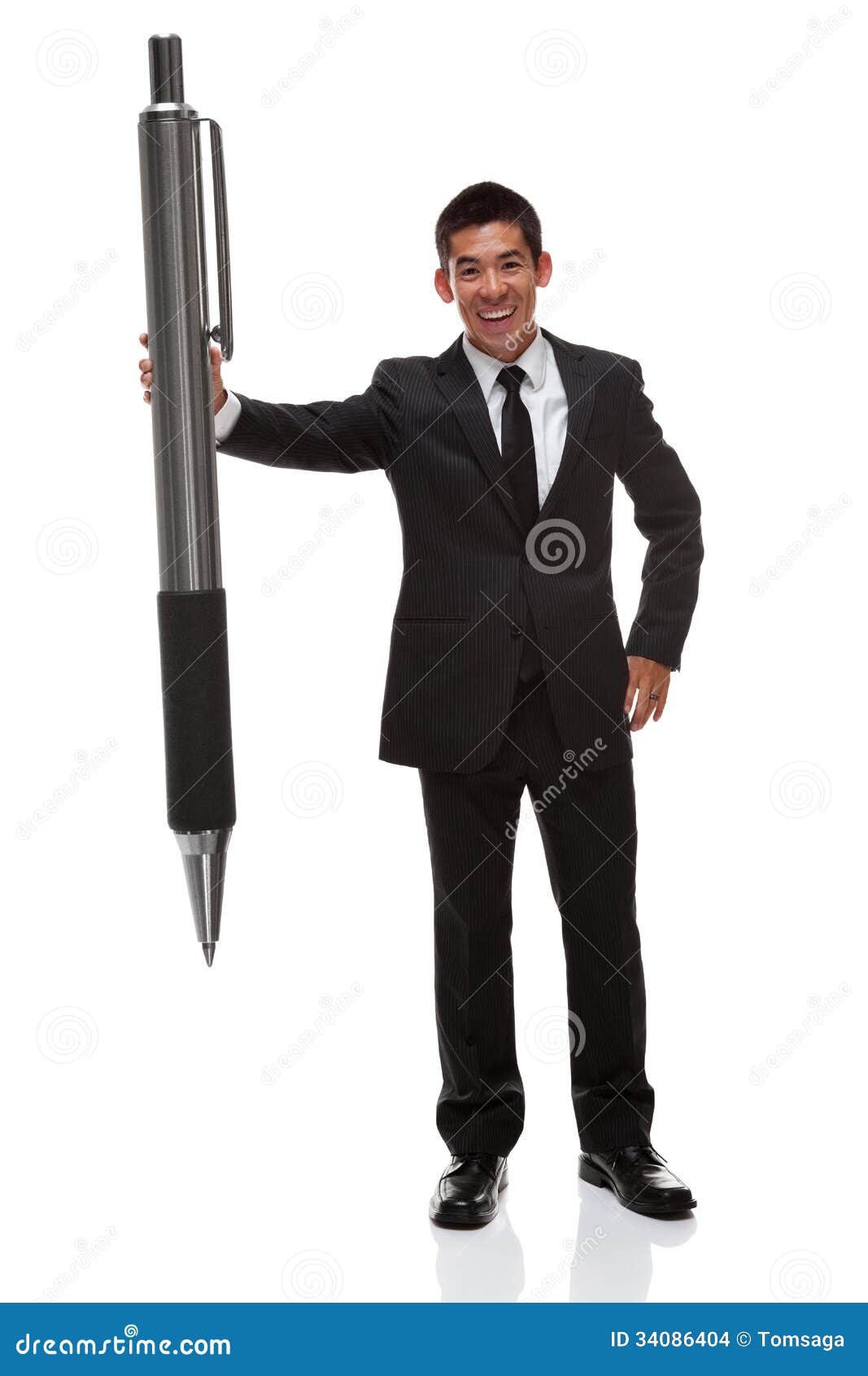 Business Man with a Big Pen Stock Photo - Image of career, person: 34086404