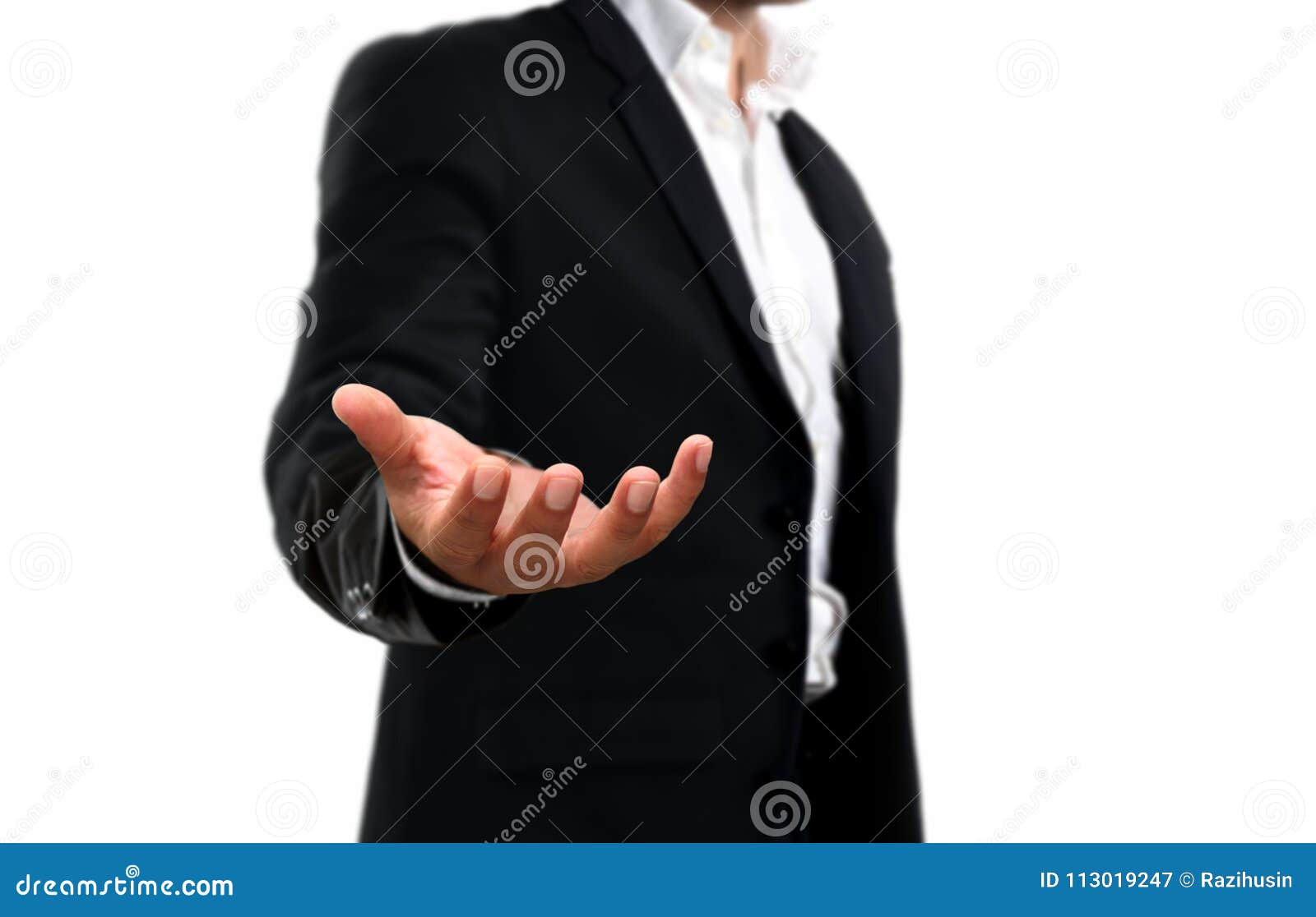 Business Man in Black Suit with an Open Hand Stock Image - Image of ...