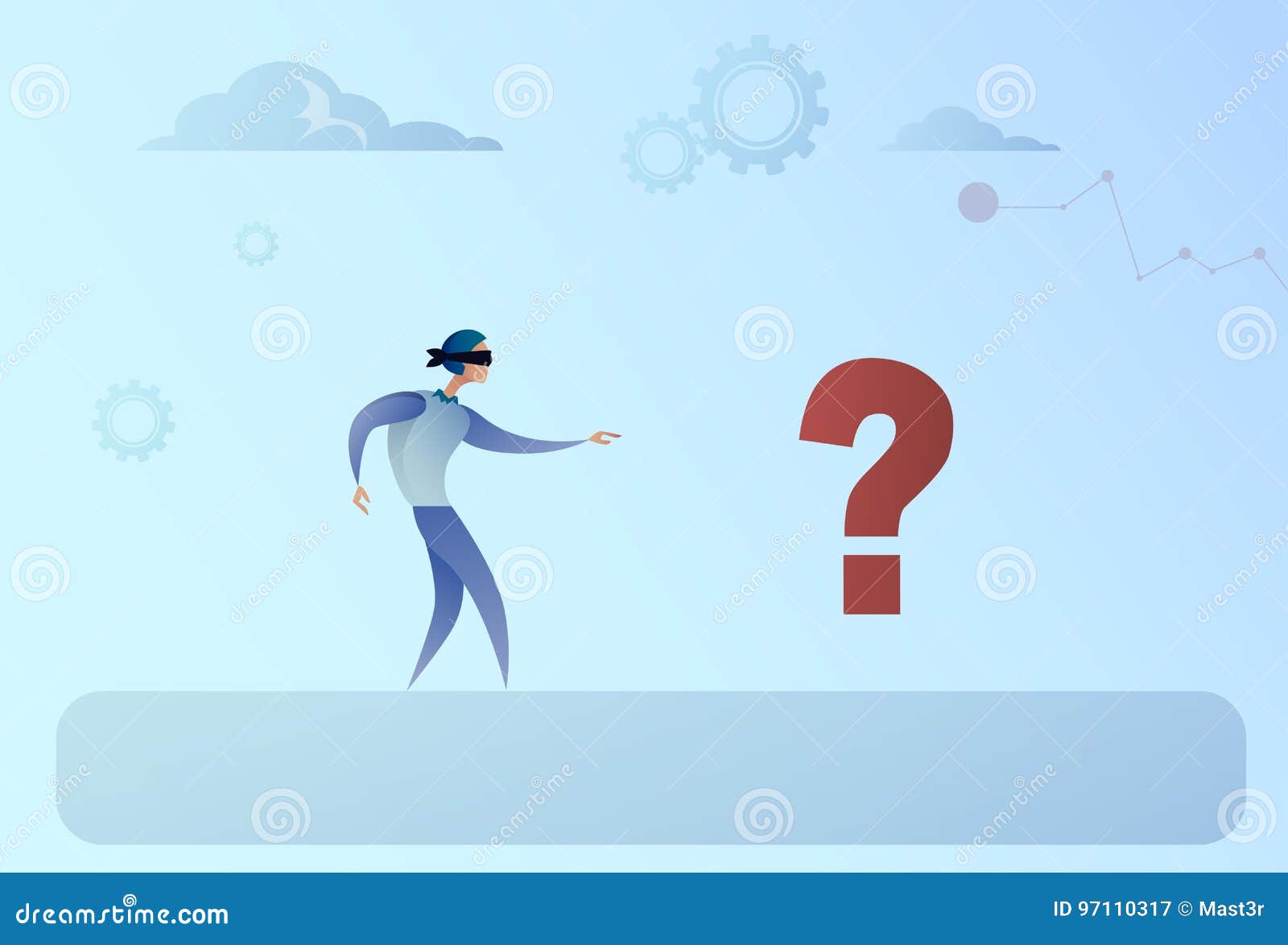 Business Man Blind Walking To Question Mark Crisis Risk Concept Stock ...