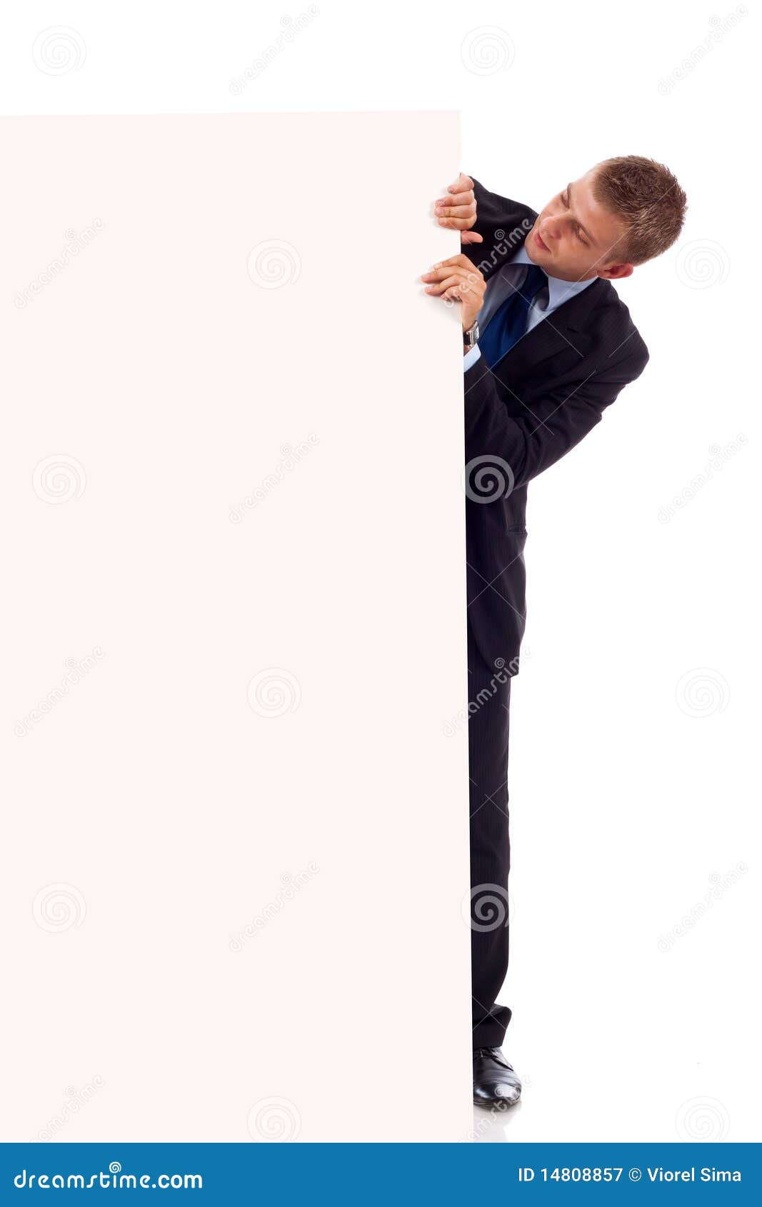 Business man with board stock image. Image of hold, banner - 14808857