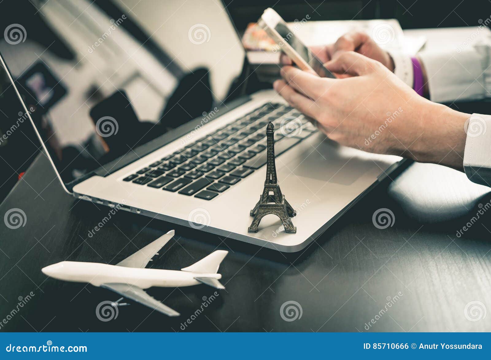 Business Man is Booking Trip on Phone Stock Photo - Image of agency ...