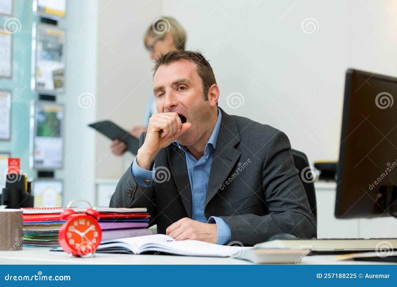 Business man bored at work stock image. Image of people - 257188225
