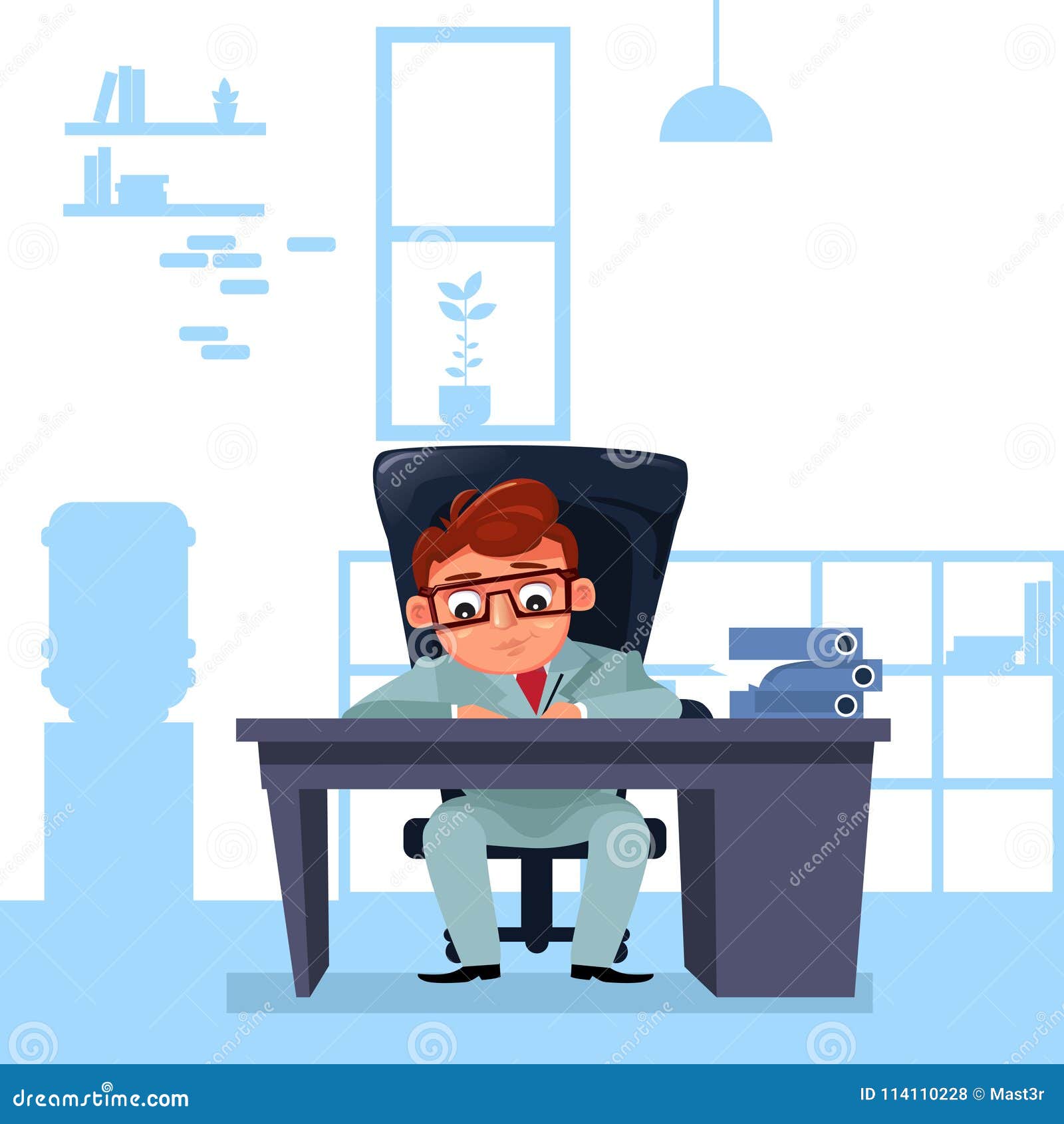 Business Man Boss Sit at Office Desk Working with Documents Stock ...