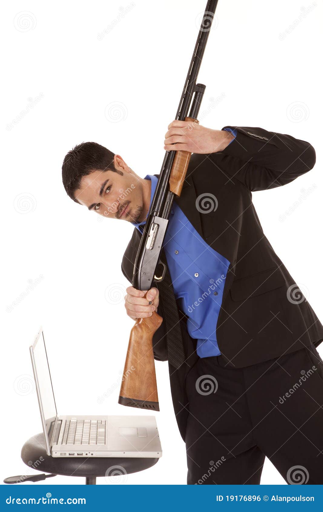 Business Man Break Computer Gun Stock Photo - Image of criminal ...