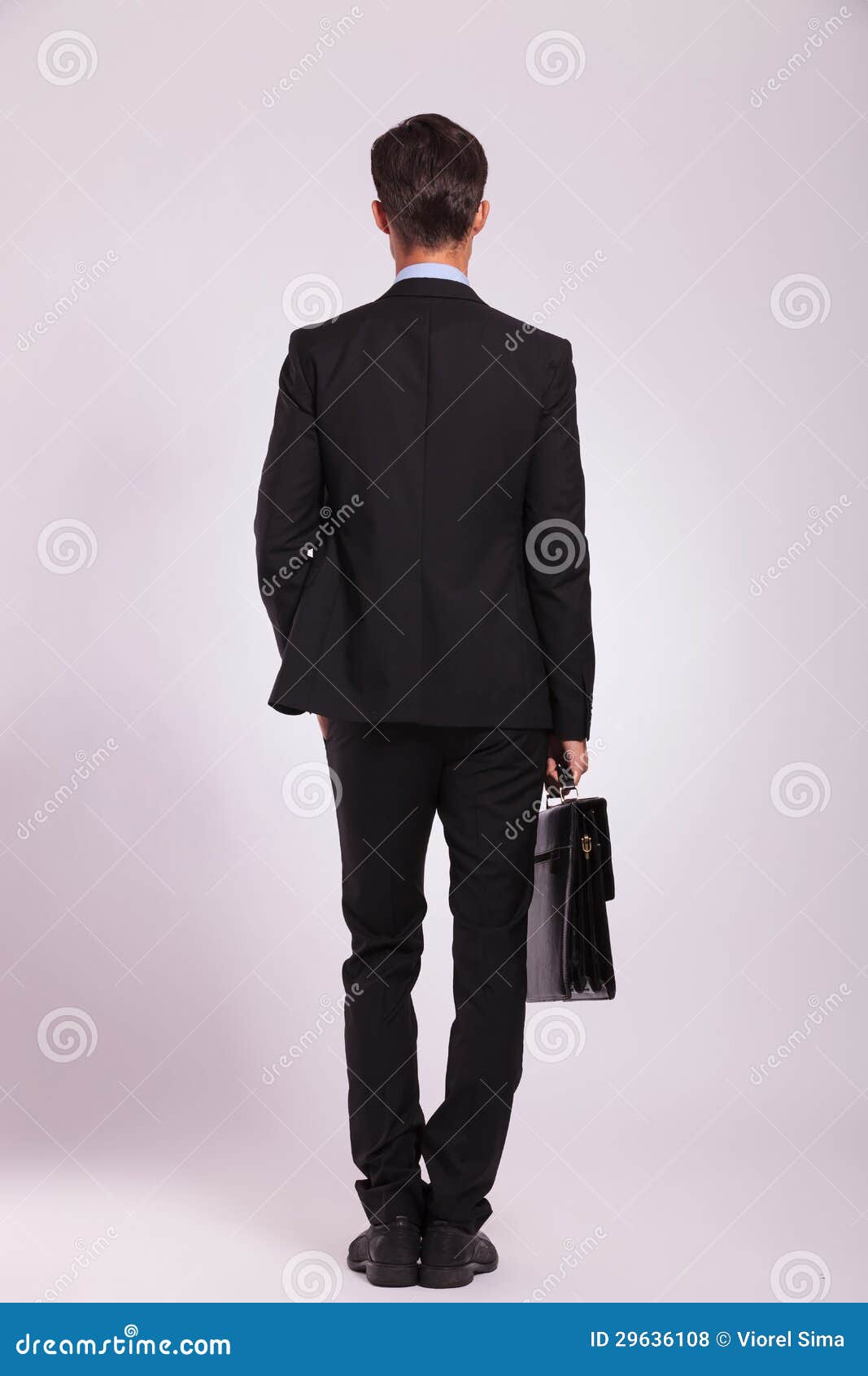Business Man & Brief, Back View Stock Photo - Image of confident ...