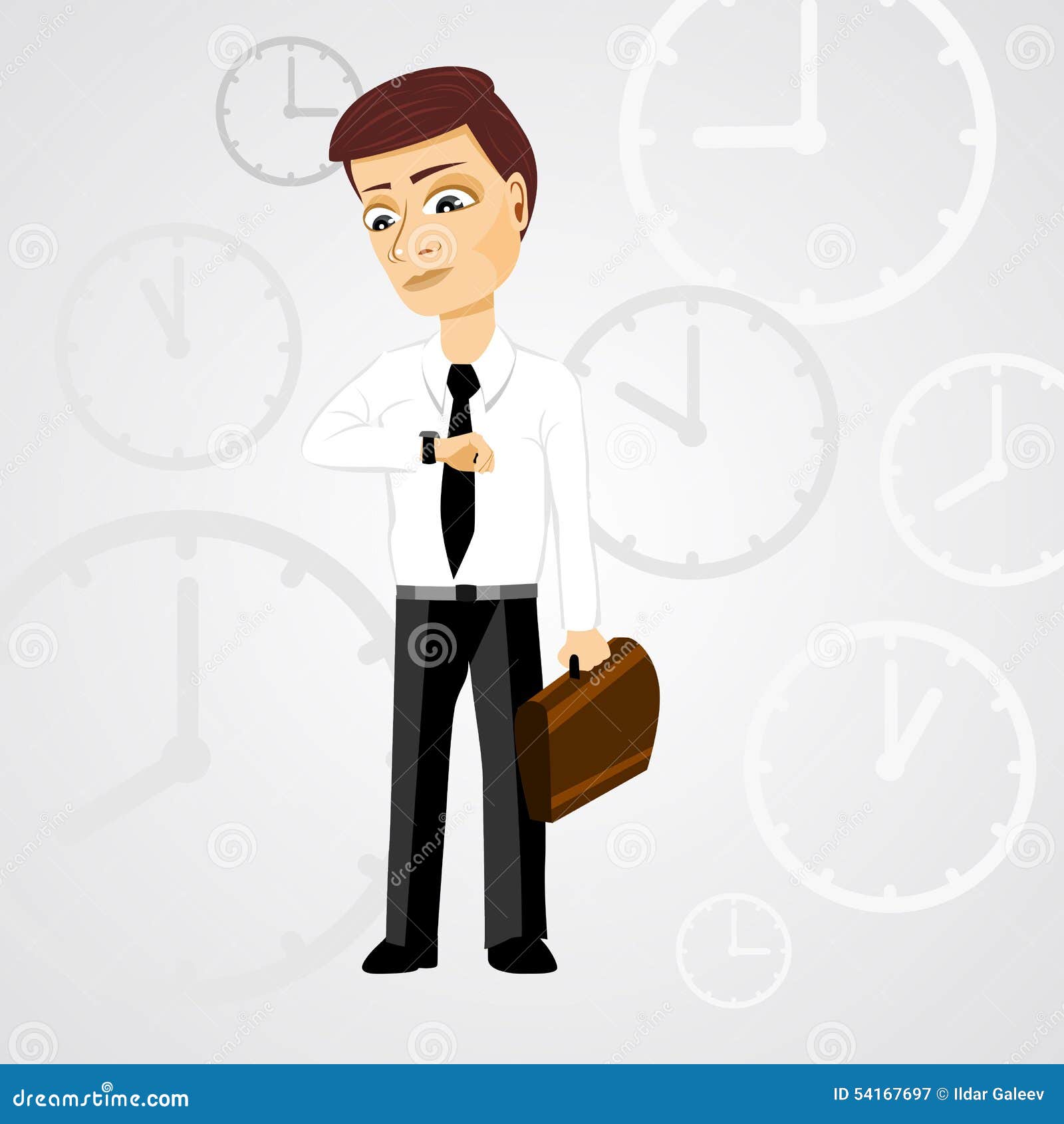 Business Man with Briefcase Checking Time Stock Vector - Illustration ...