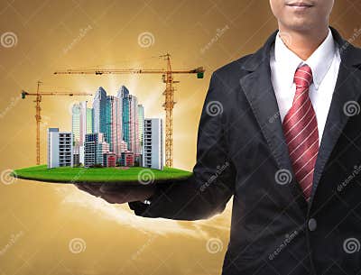 Business Man and Building Construction Stock Photo - Image of builder ...